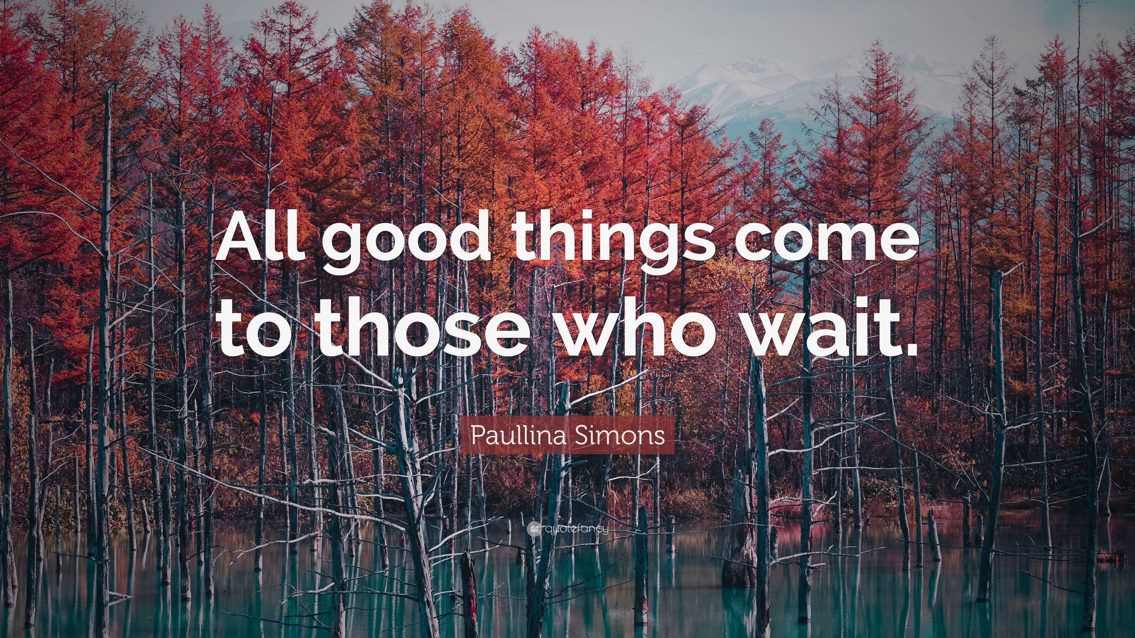 Paullina Simons Quote: “All good things come to those who wait.”