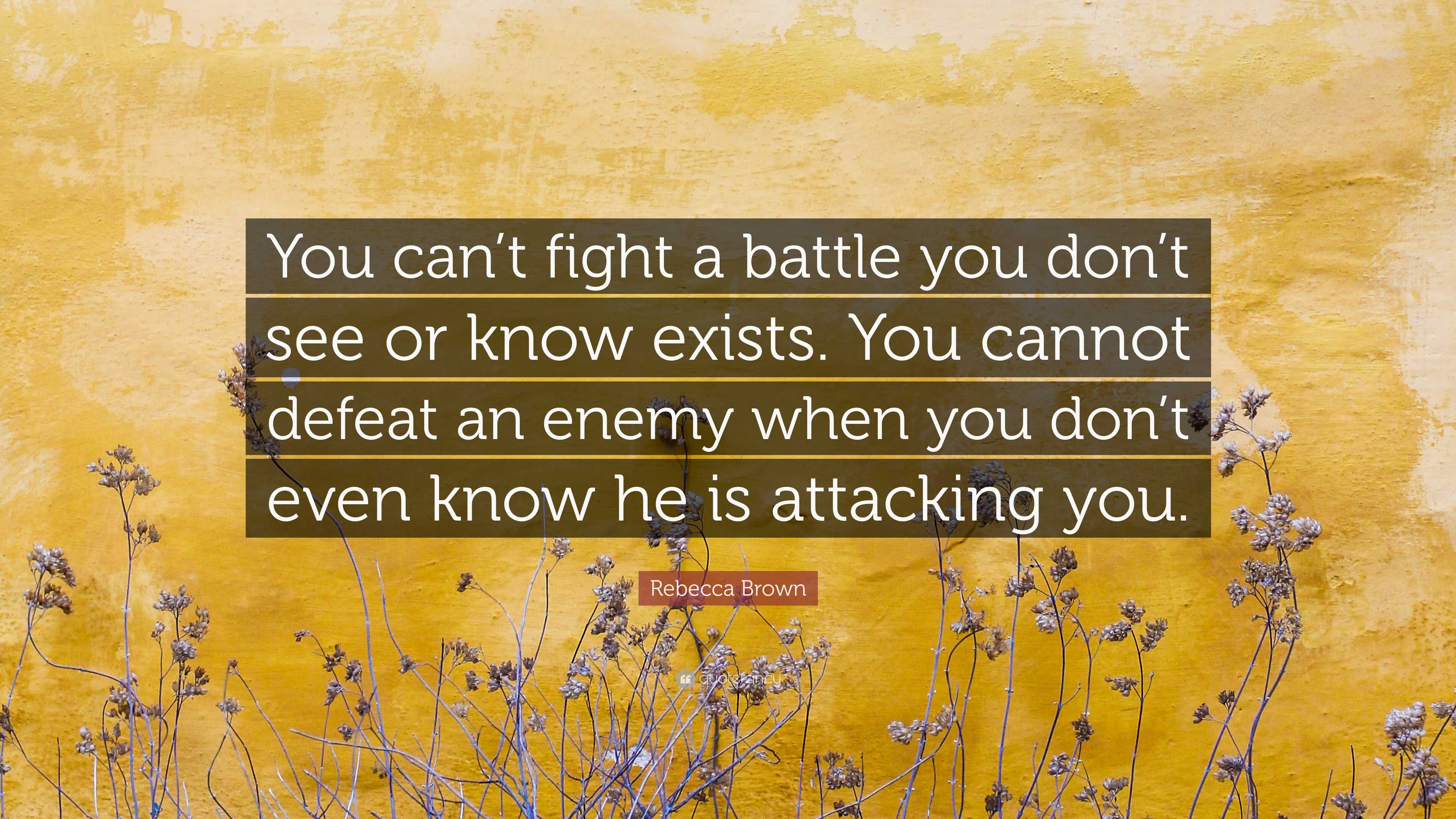 Rebecca Brown Quote: “You can’t fight a battle you don’t see or know ...