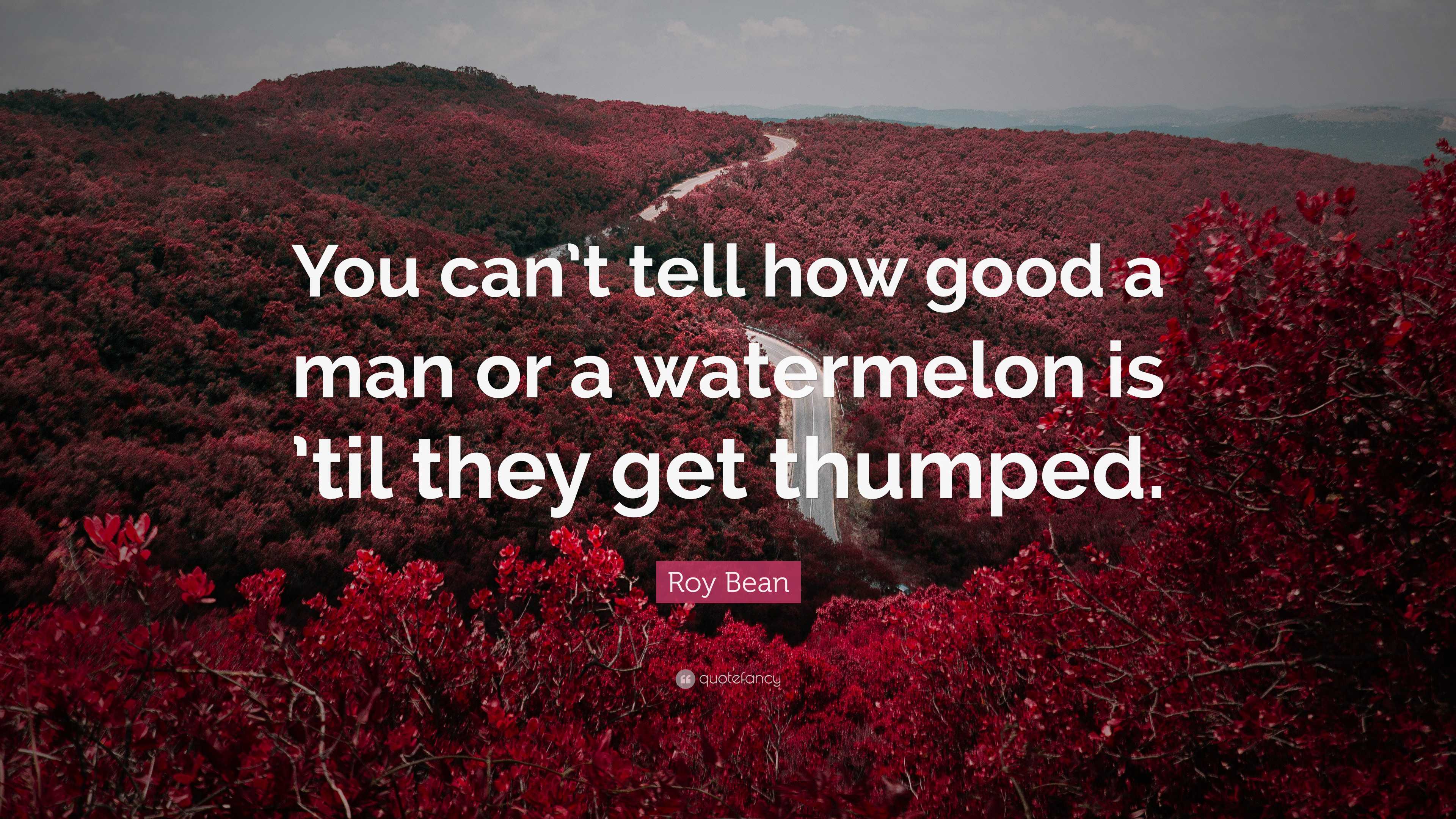 Roy Bean Quote: “You can’t tell how good a man or a watermelon is ’til ...