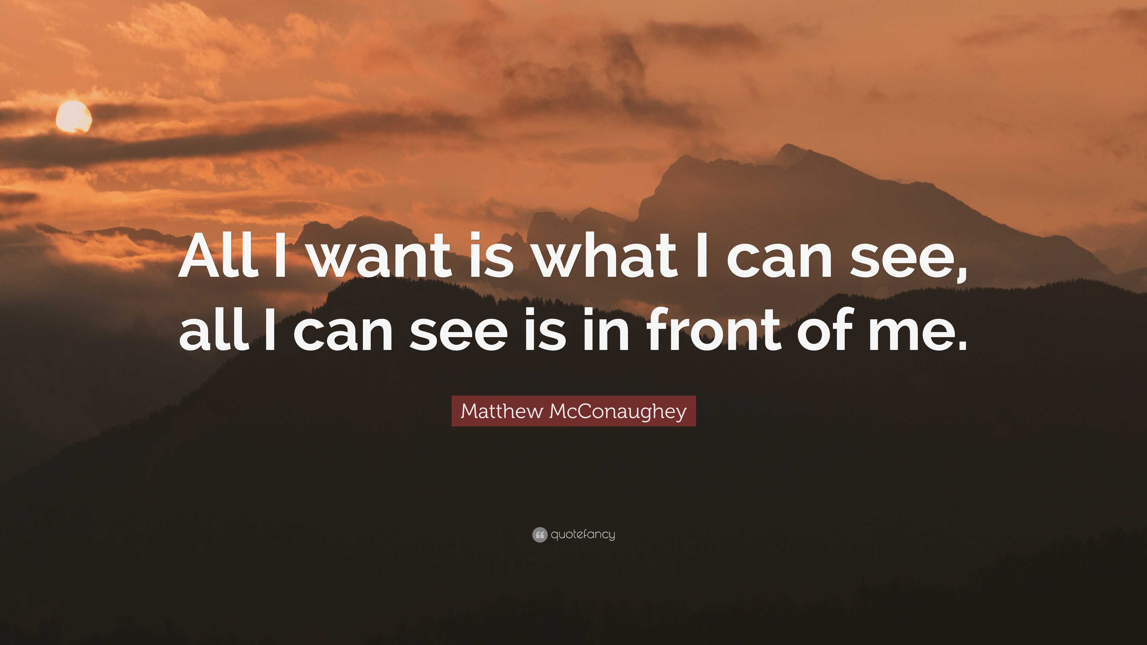 Matthew McConaughey Quote: “All I want is what I can see, all I can see ...