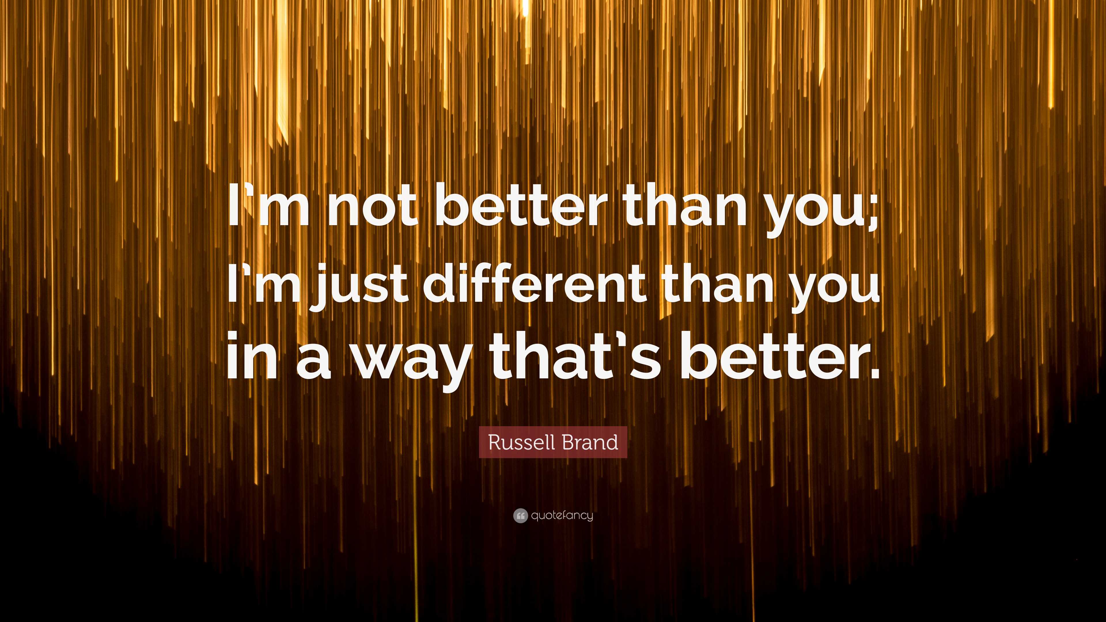 Russell Brand Quote: “I’m not better than you; I’m just different than ...