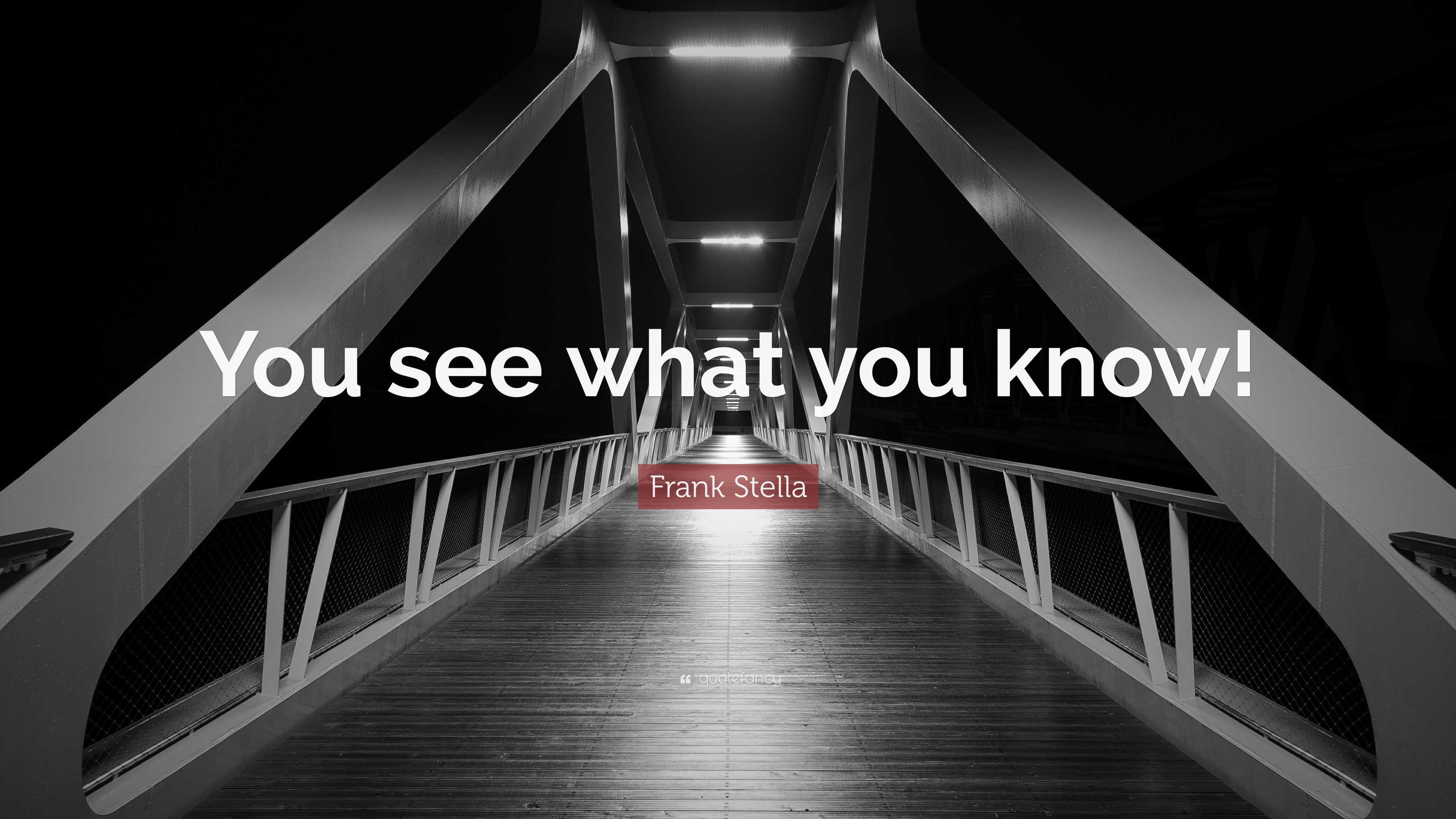 Frank Stella Quote: “You see what you know!”