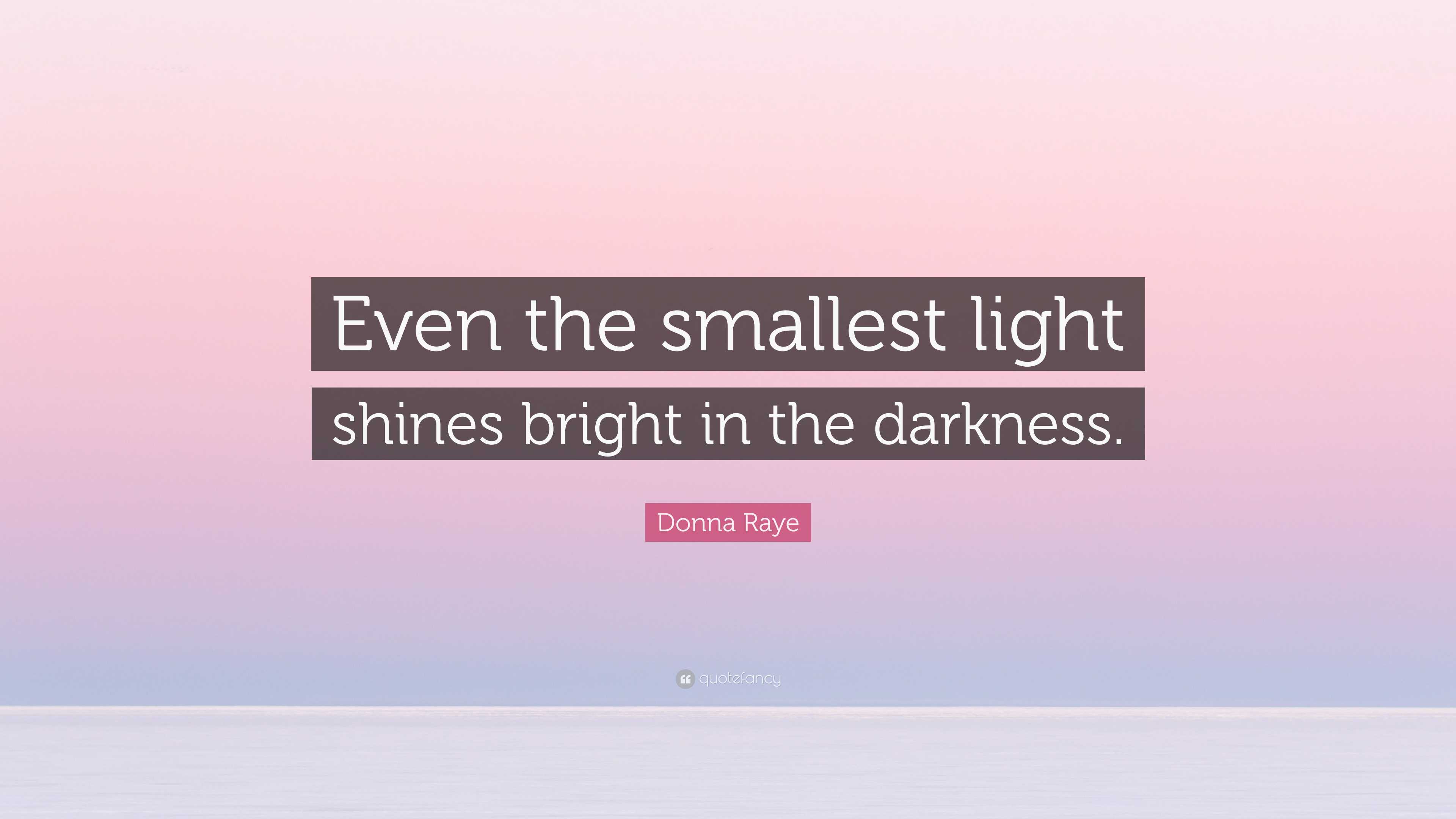 Donna Raye Quote: “Even the smallest light shines bright in the darkness.”
