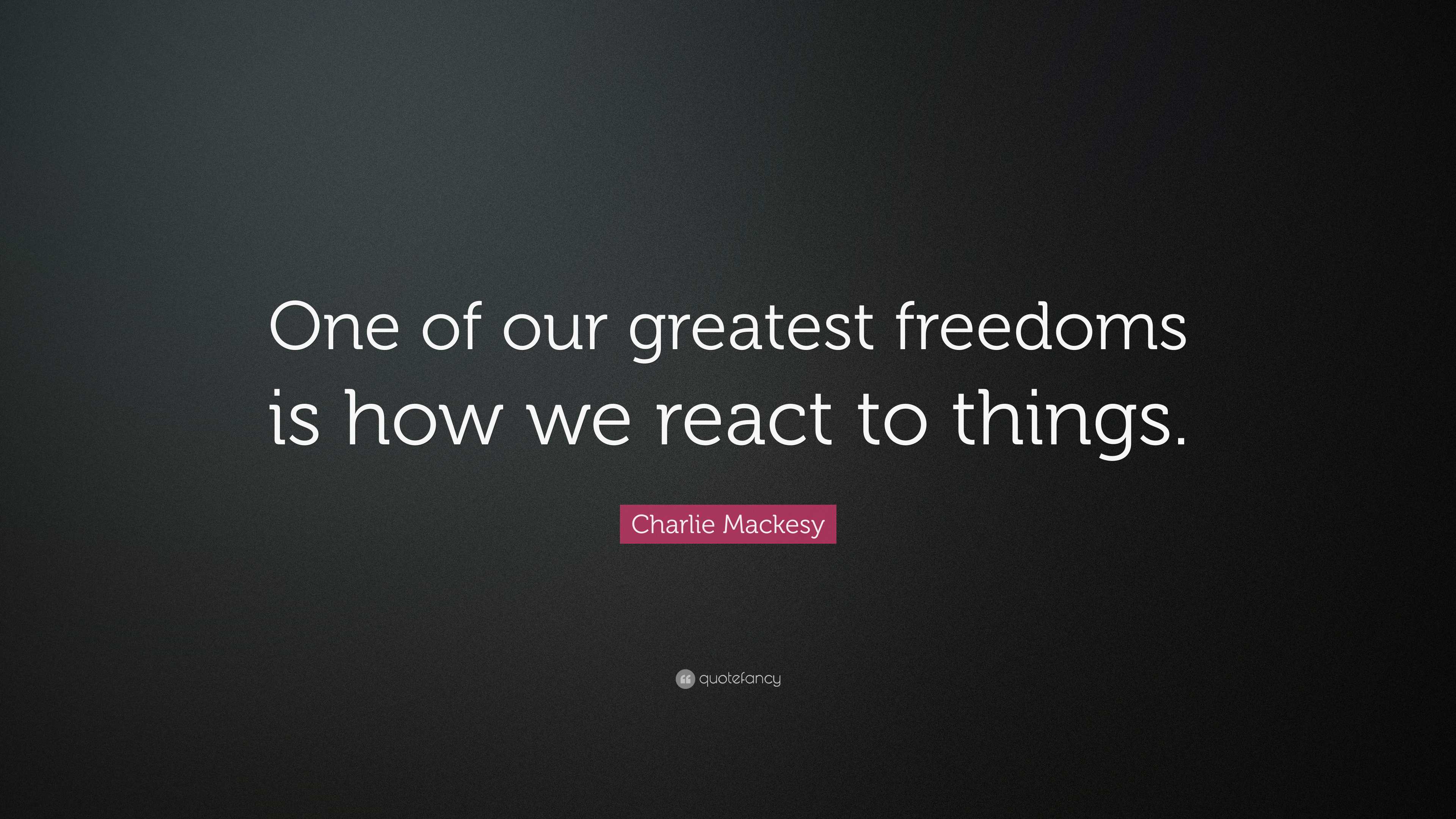 Charlie Mackesy Quote: “One of our greatest freedoms is how we react to ...