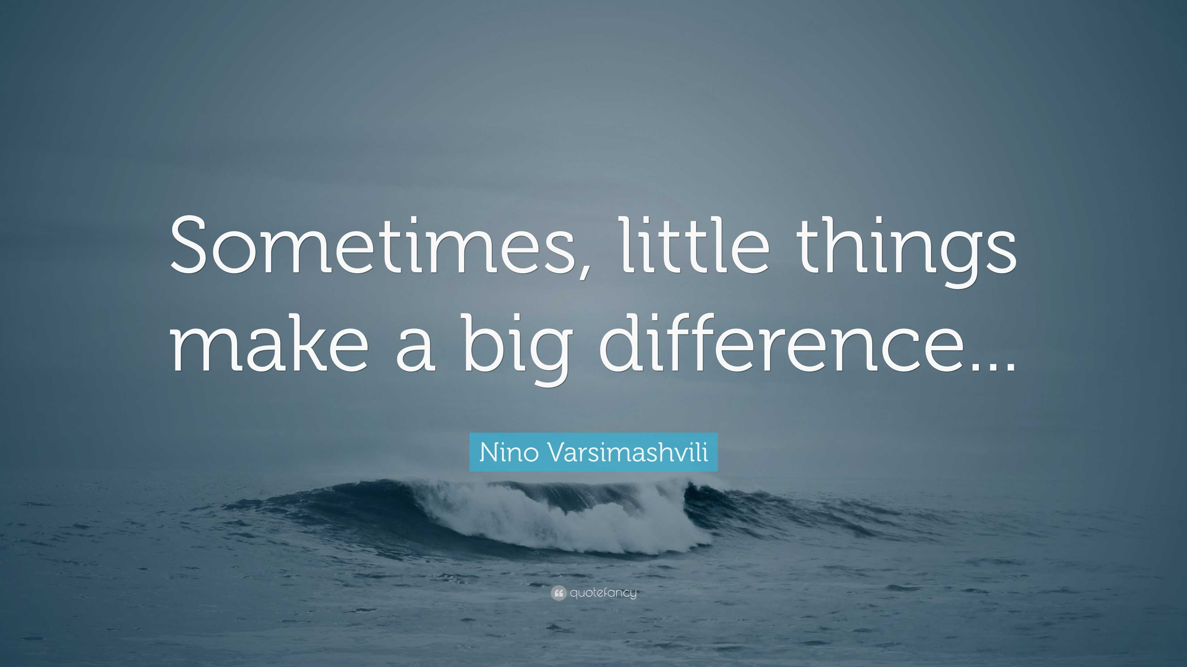 Nino Varsimashvili Quote: “Sometimes, little things make a big ...