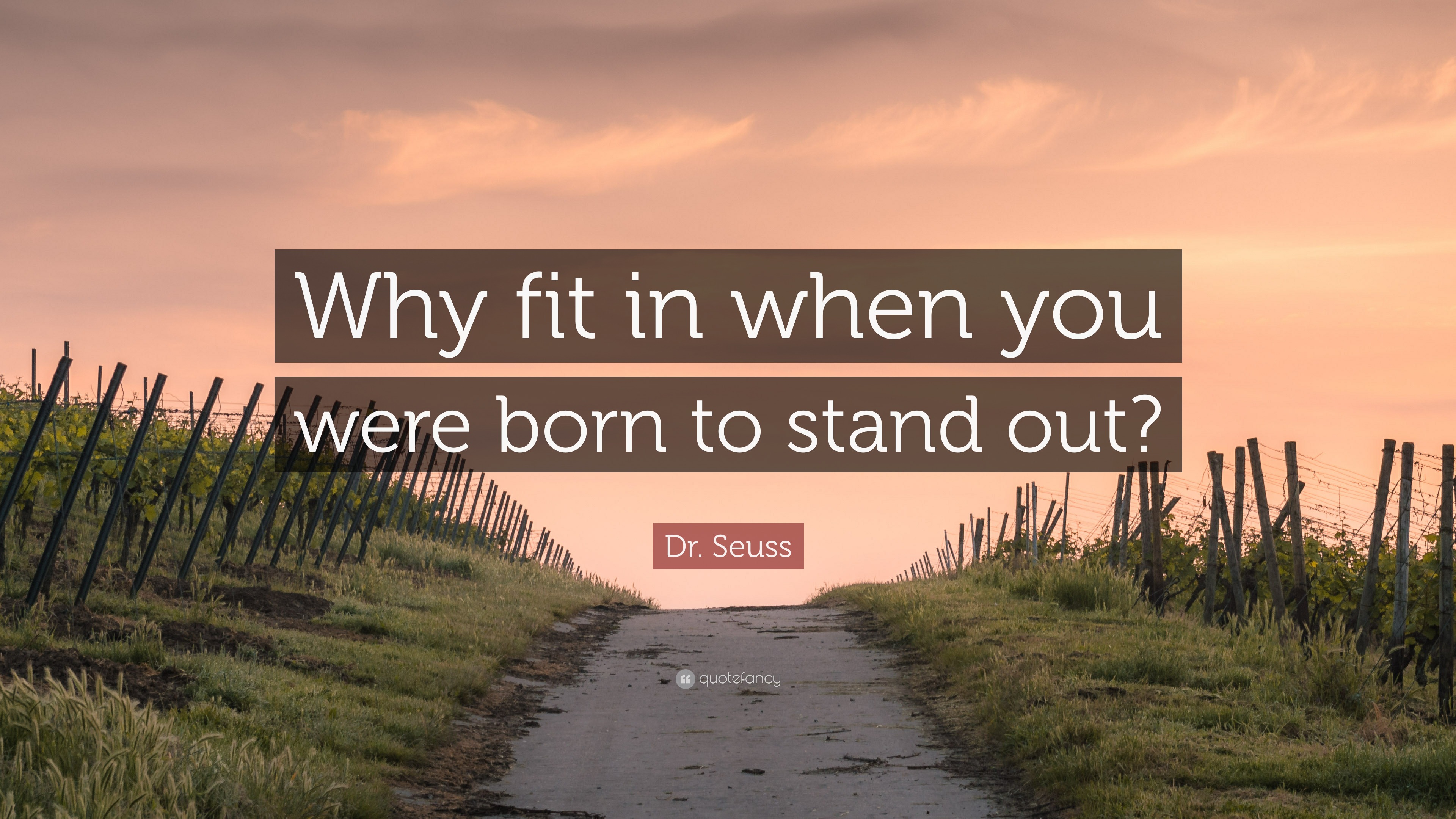 Dr. Seuss Quote: “Why fit in when you were born to stand out?”