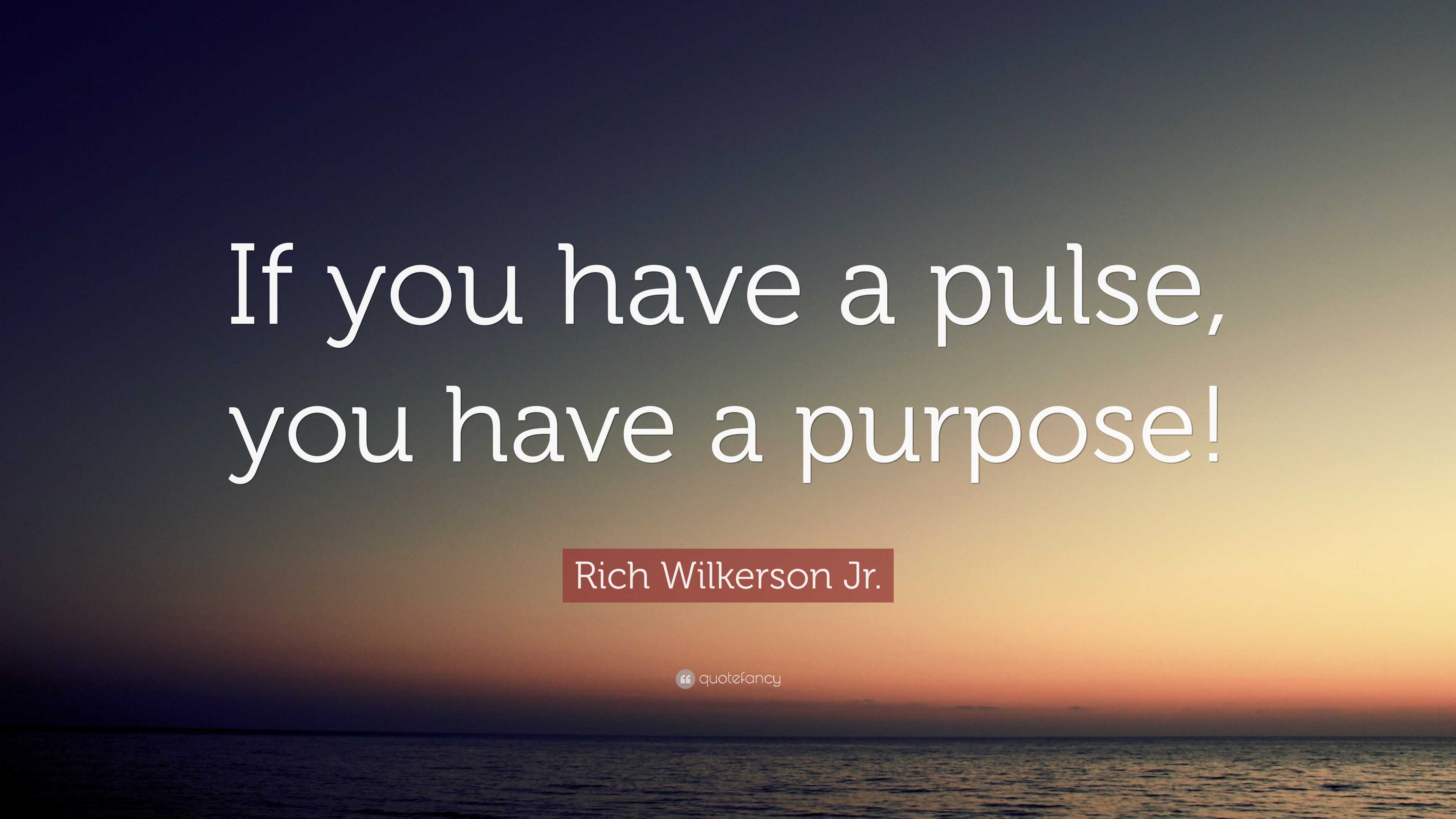 Rich Wilkerson Jr. Quote: “If you have a pulse, you have a purpose!”