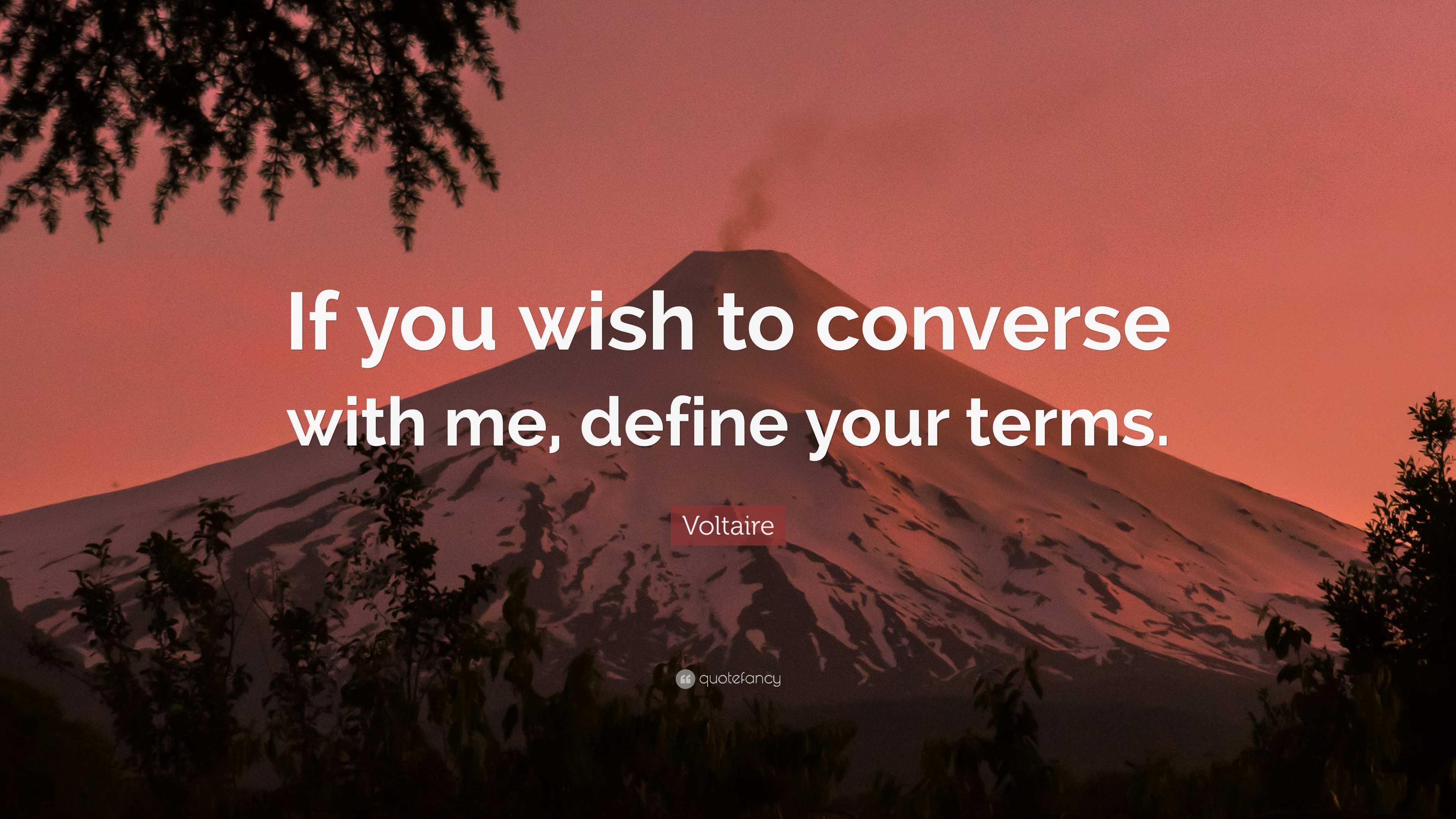 Voltaire Quote: “If you wish to converse with me, define your terms.”