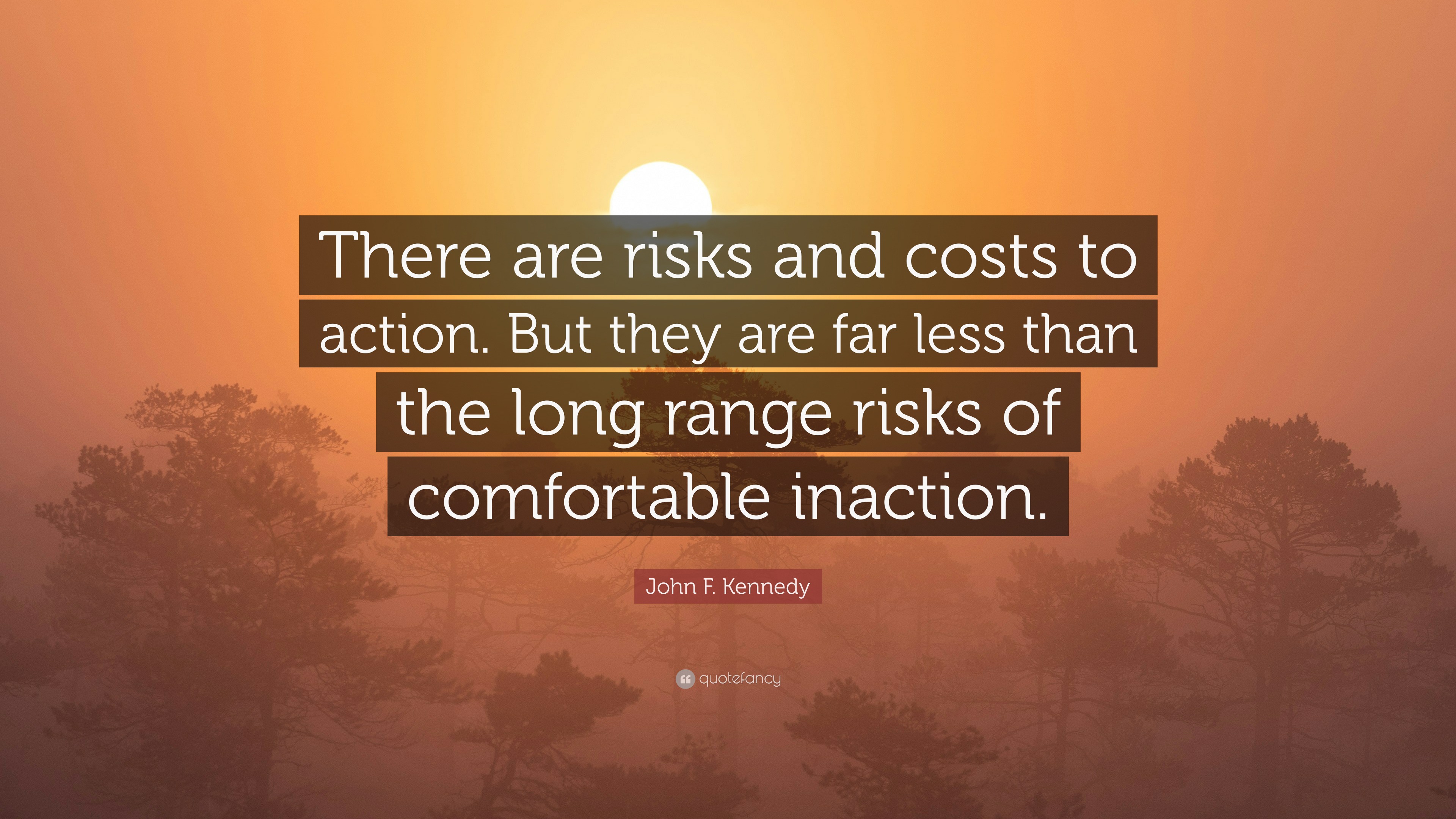 John F. Kennedy Quote: “There are risks and costs to action. But they ...