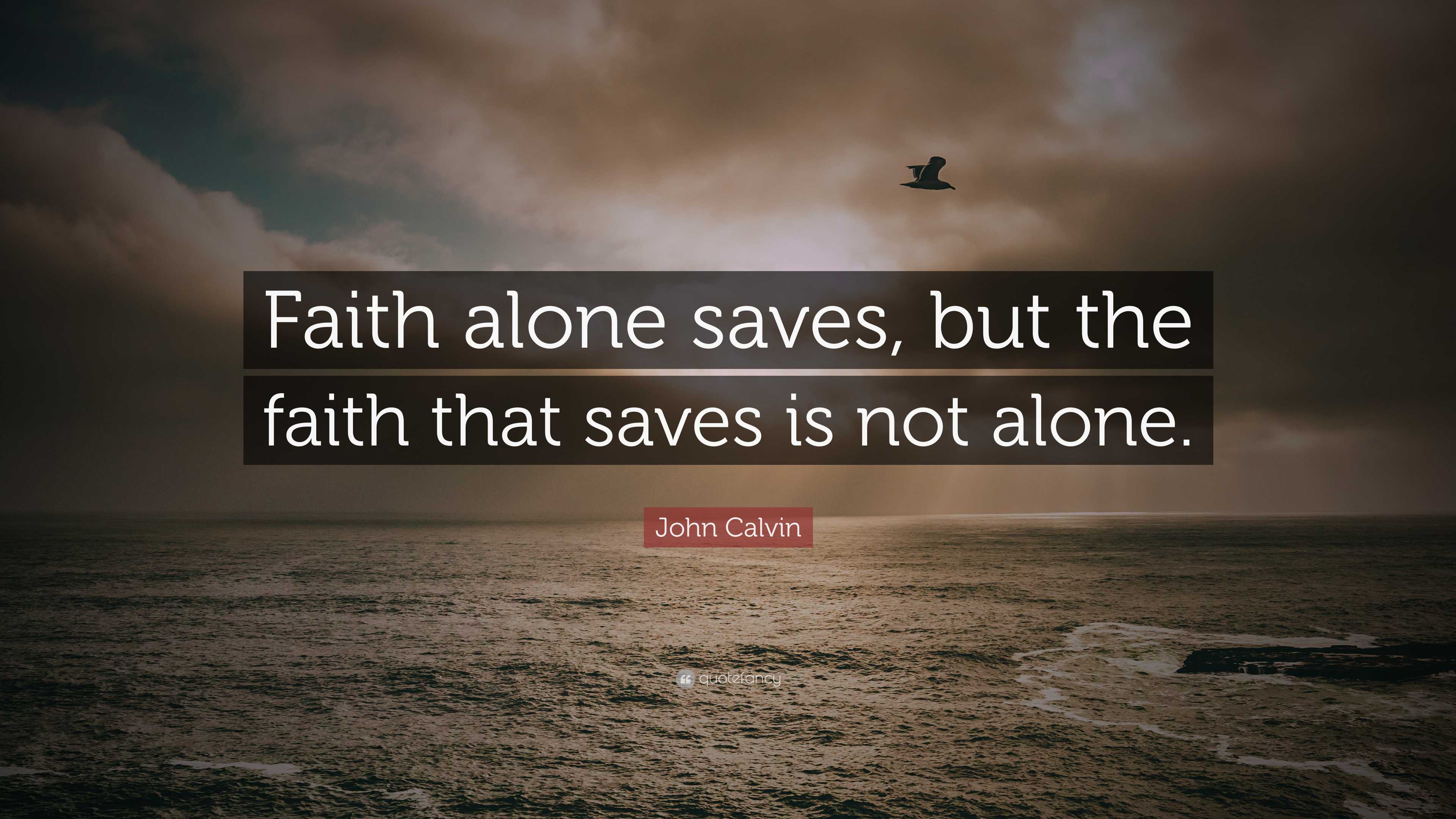 John Calvin Quote: “Faith alone saves, but the faith that saves is not ...
