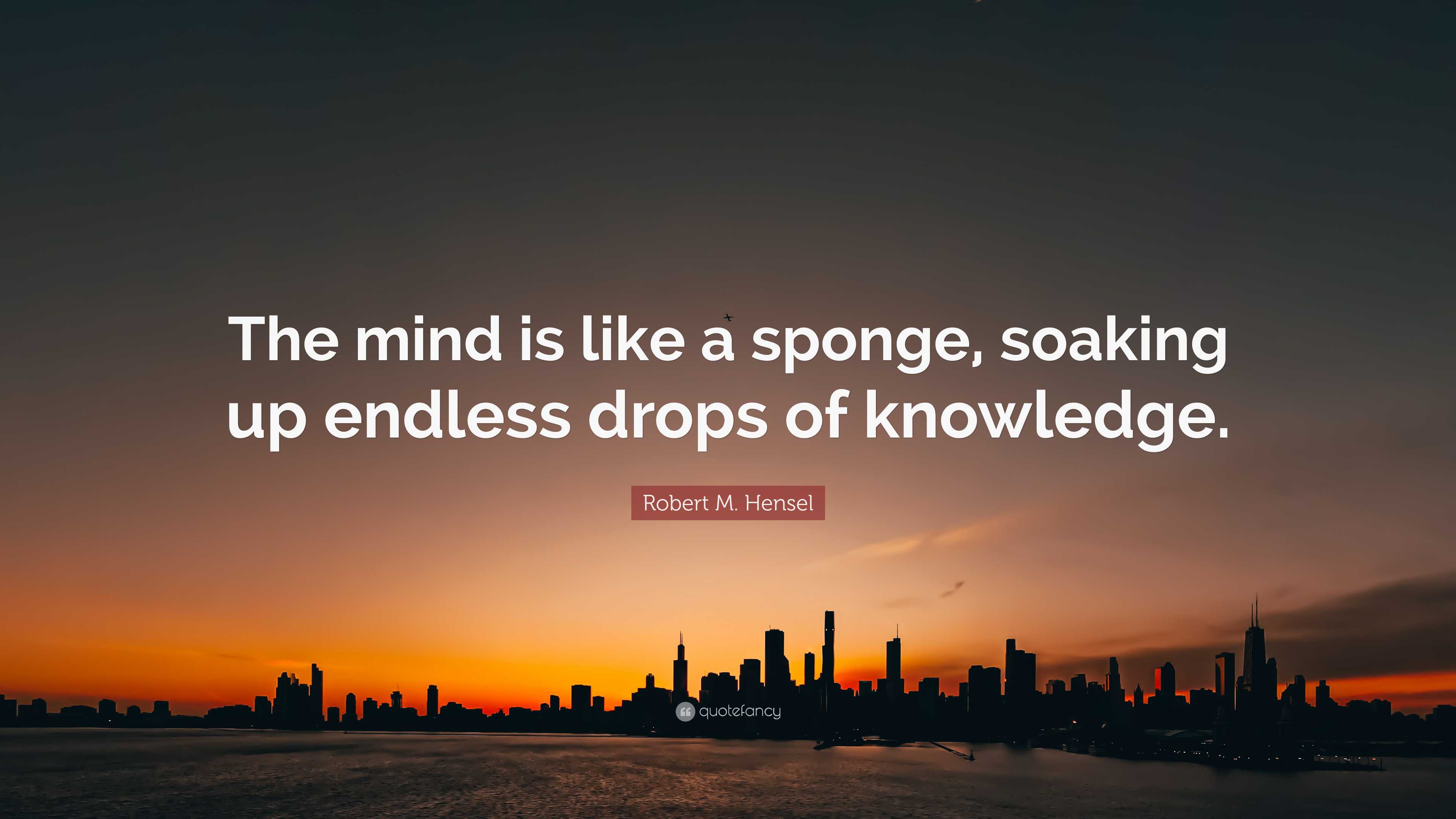 Robert M. Hensel Quote: “The mind is like a sponge, soaking up endless ...
