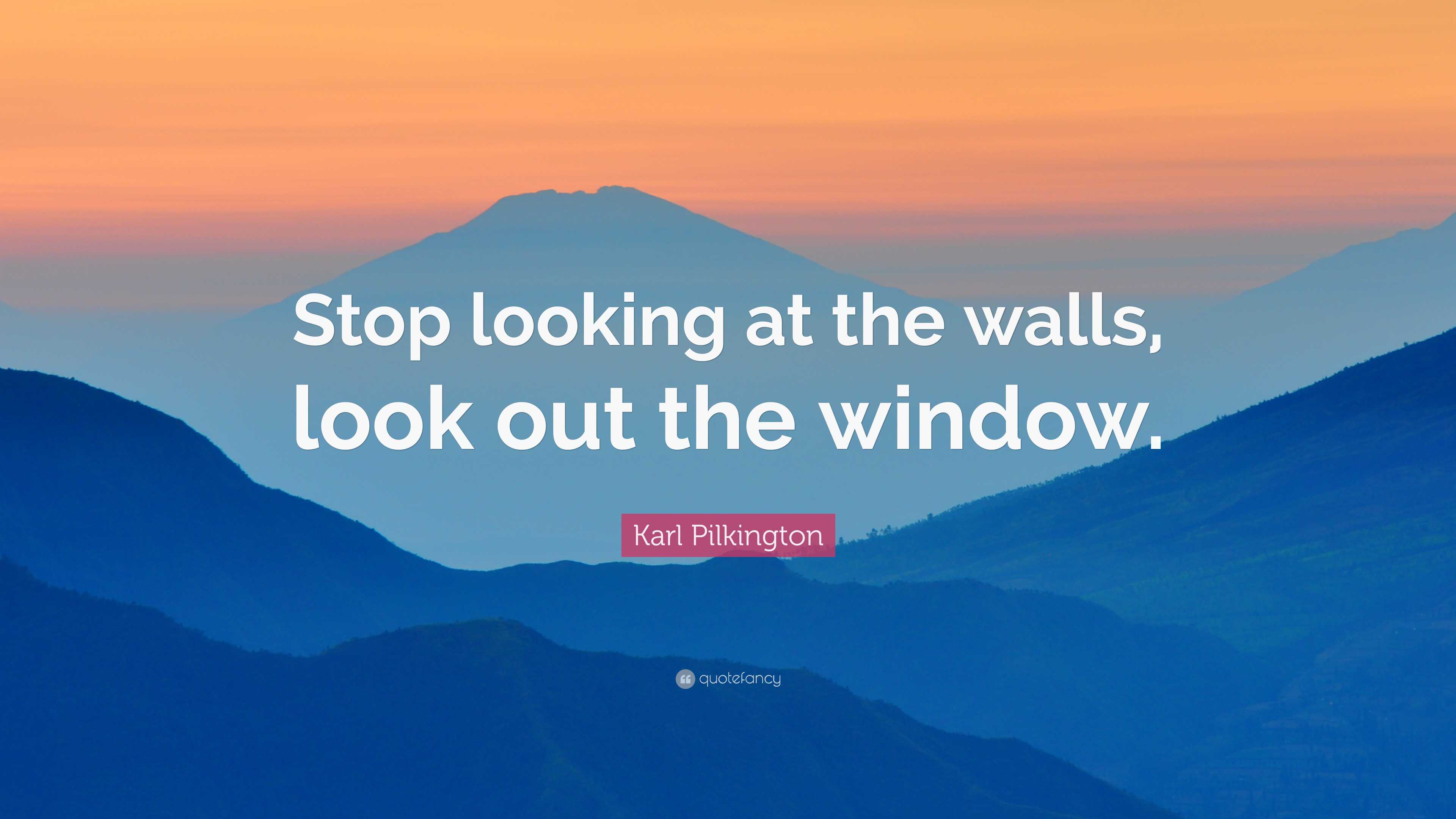 Karl Pilkington Quote: “Stop looking at the walls, look out the window.”