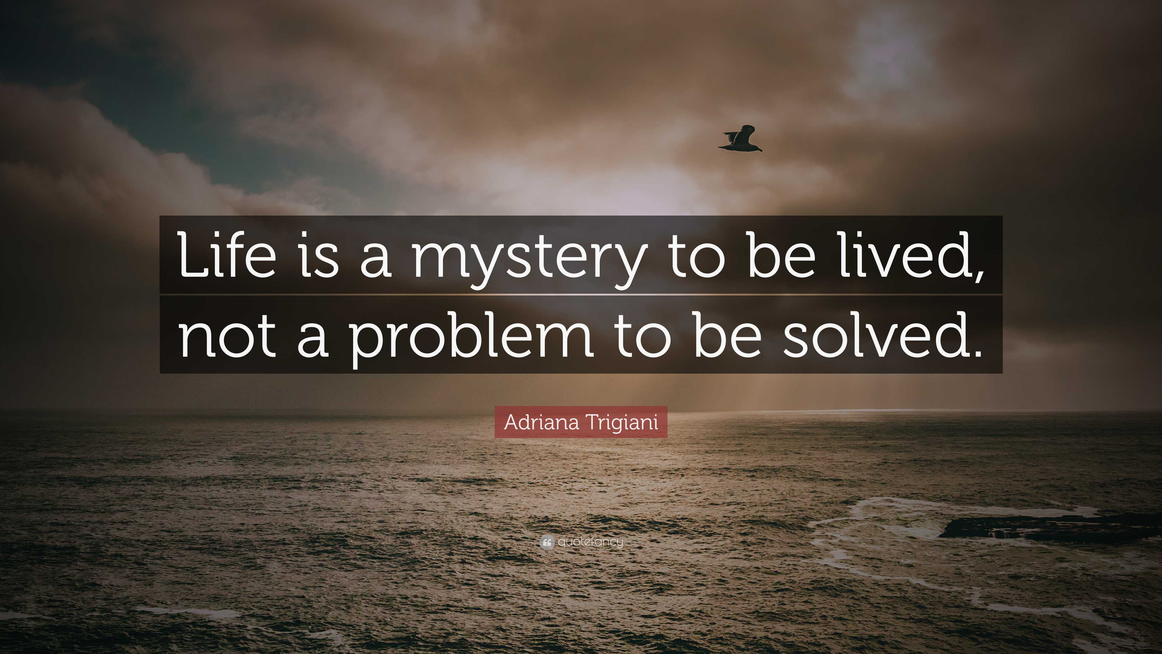 Adriana Trigiani Quote: “Life is a mystery to be lived, not a problem ...