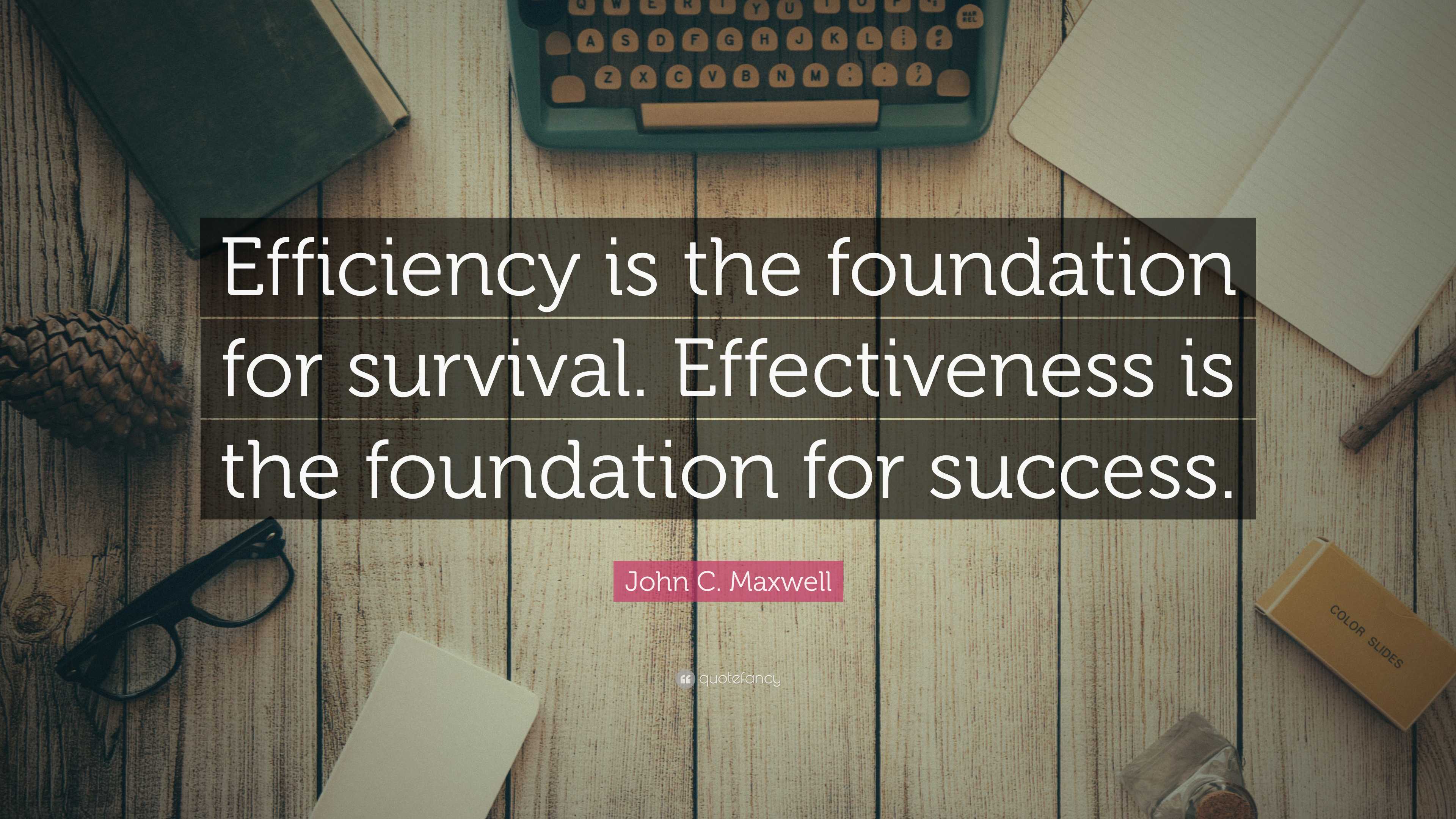 John C. Maxwell Quote: “Efficiency is the foundation for survival ...