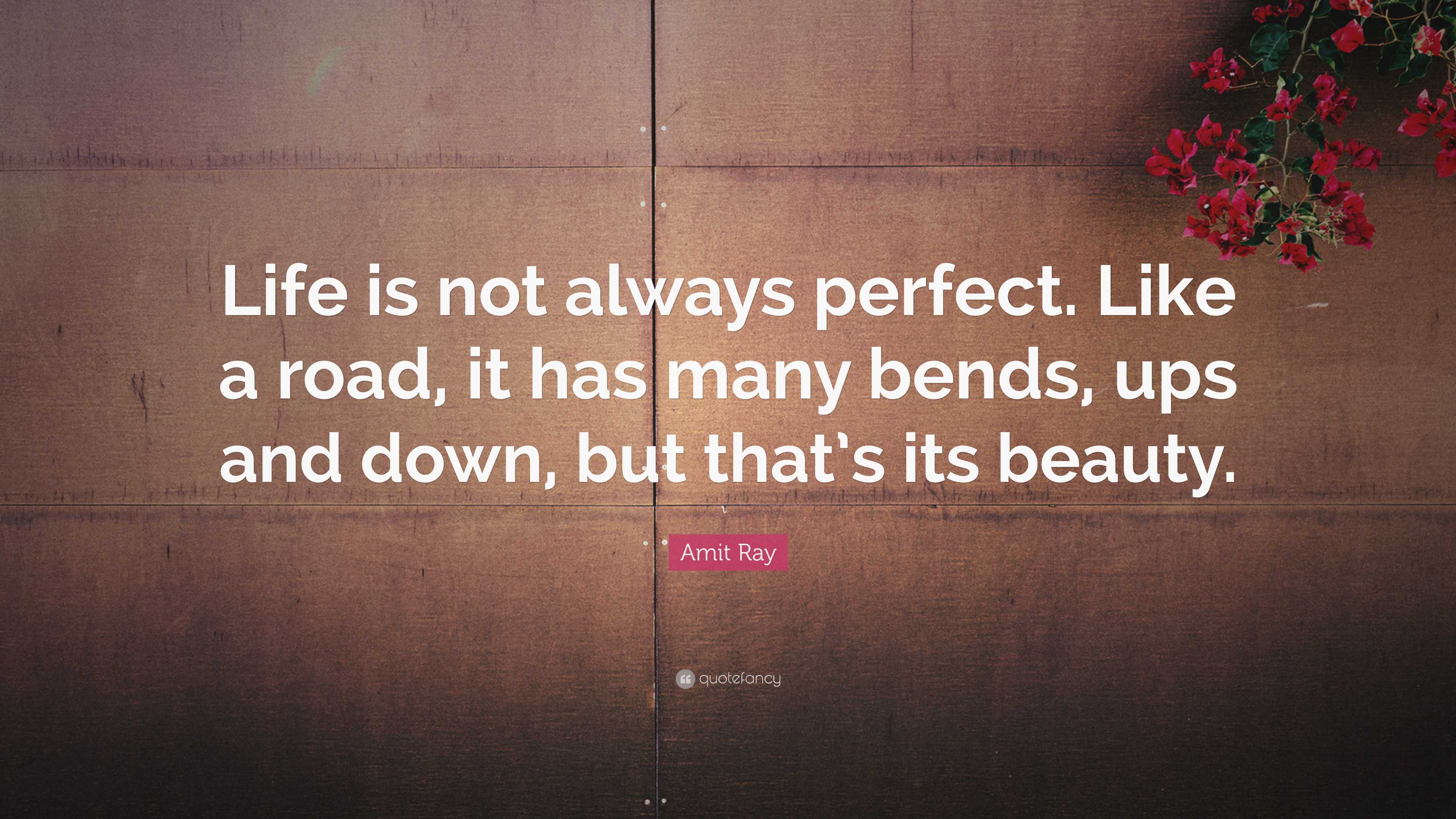 Amit Ray Quote: “Life is not always perfect. Like a road, it has many ...