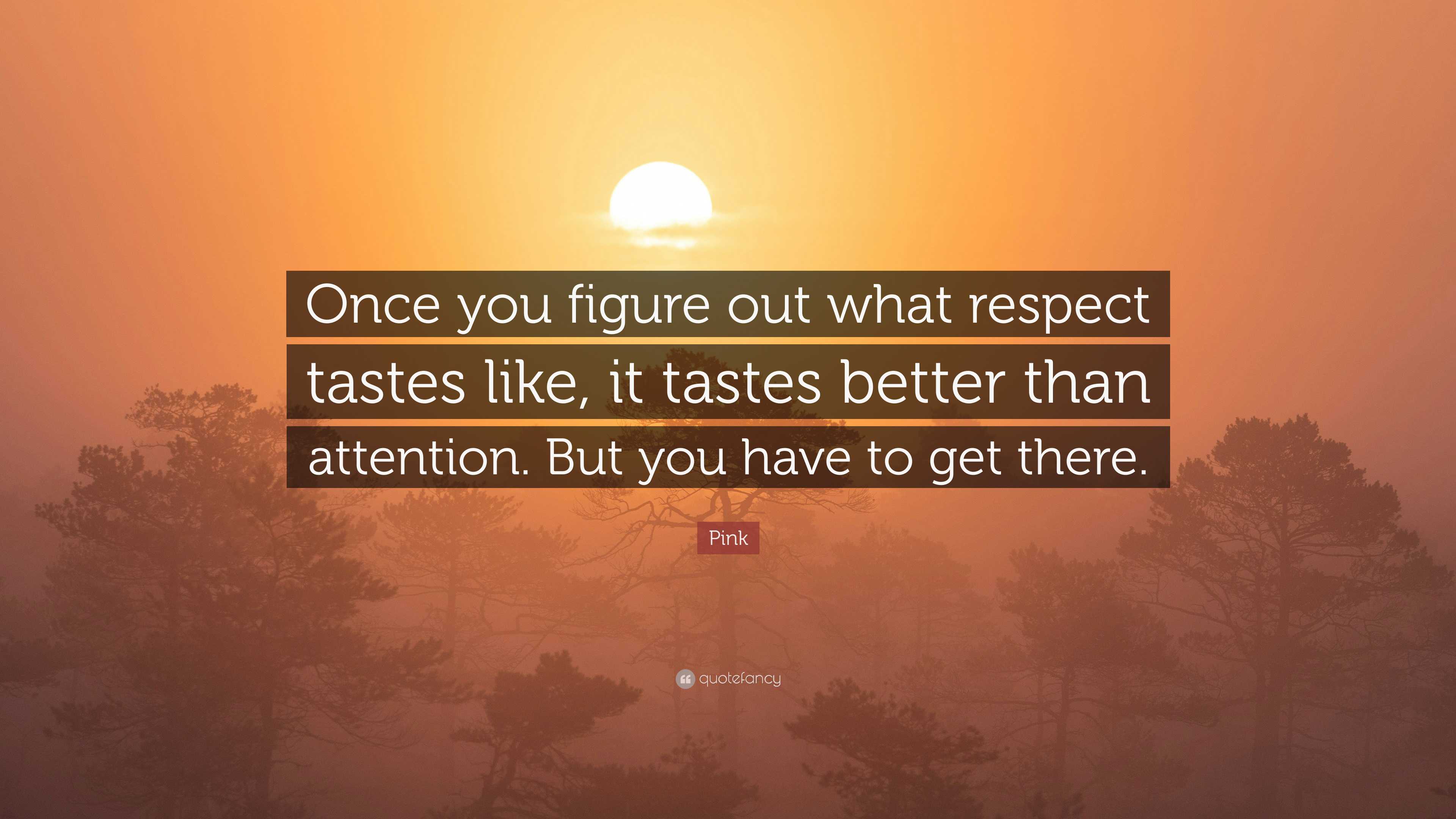 Pink Quote: “Once you figure out what respect tastes like, it tastes ...