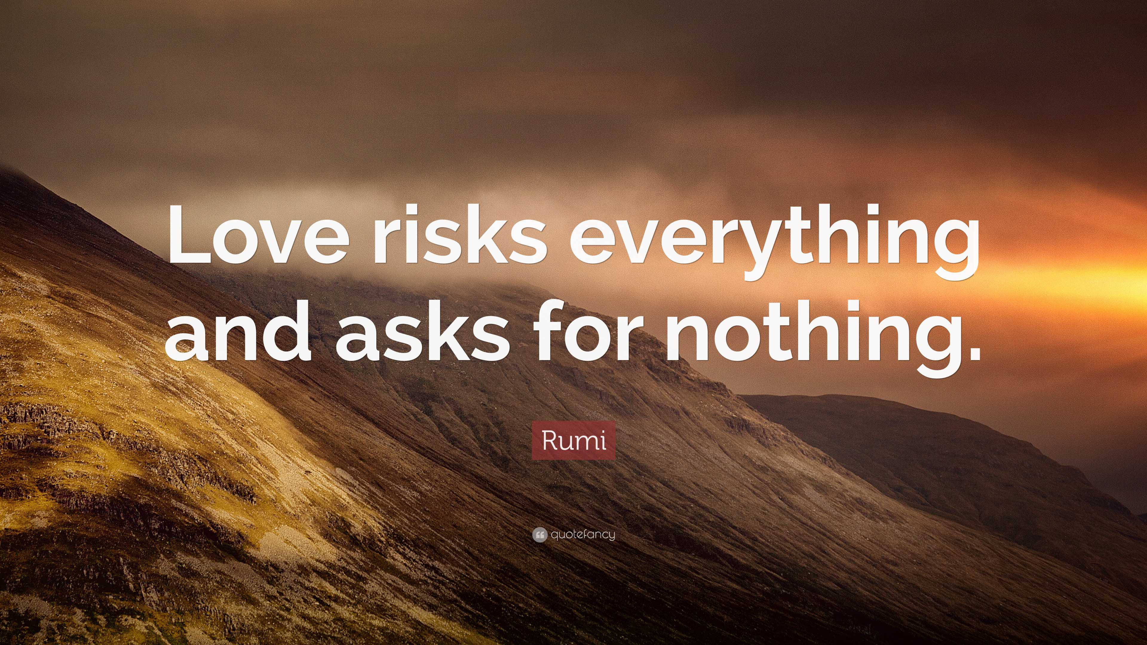 Rumi Quote: “Love risks everything and asks for nothing.”