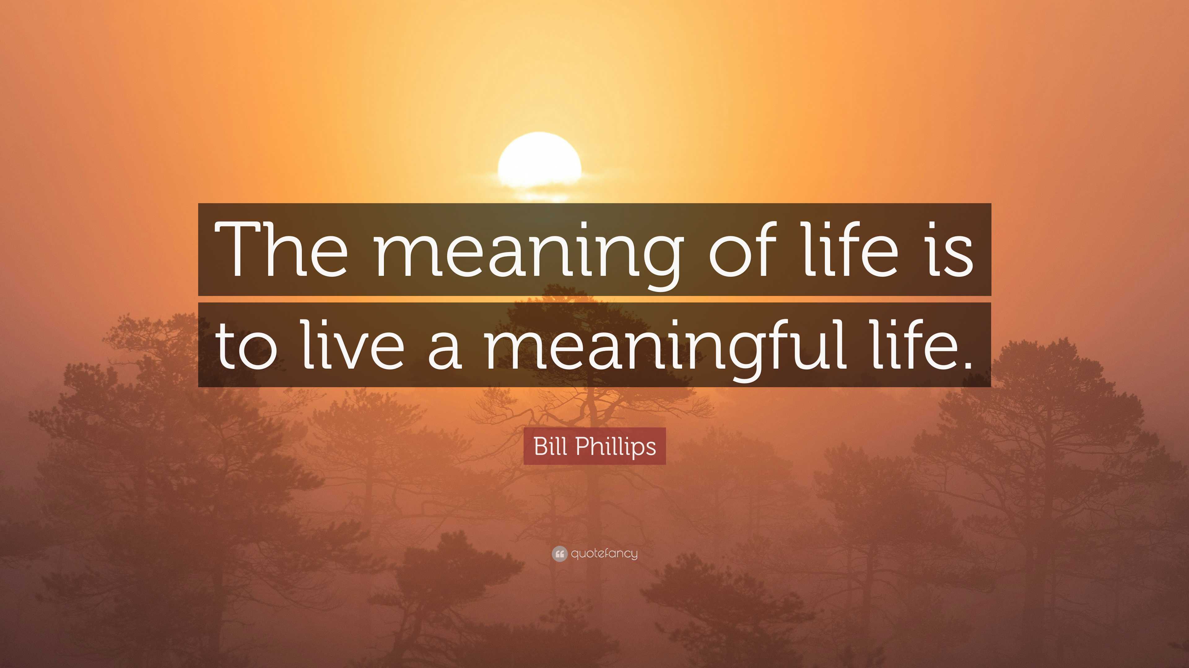 Bill Phillips Quote: “The meaning of life is to live a meaningful life.”