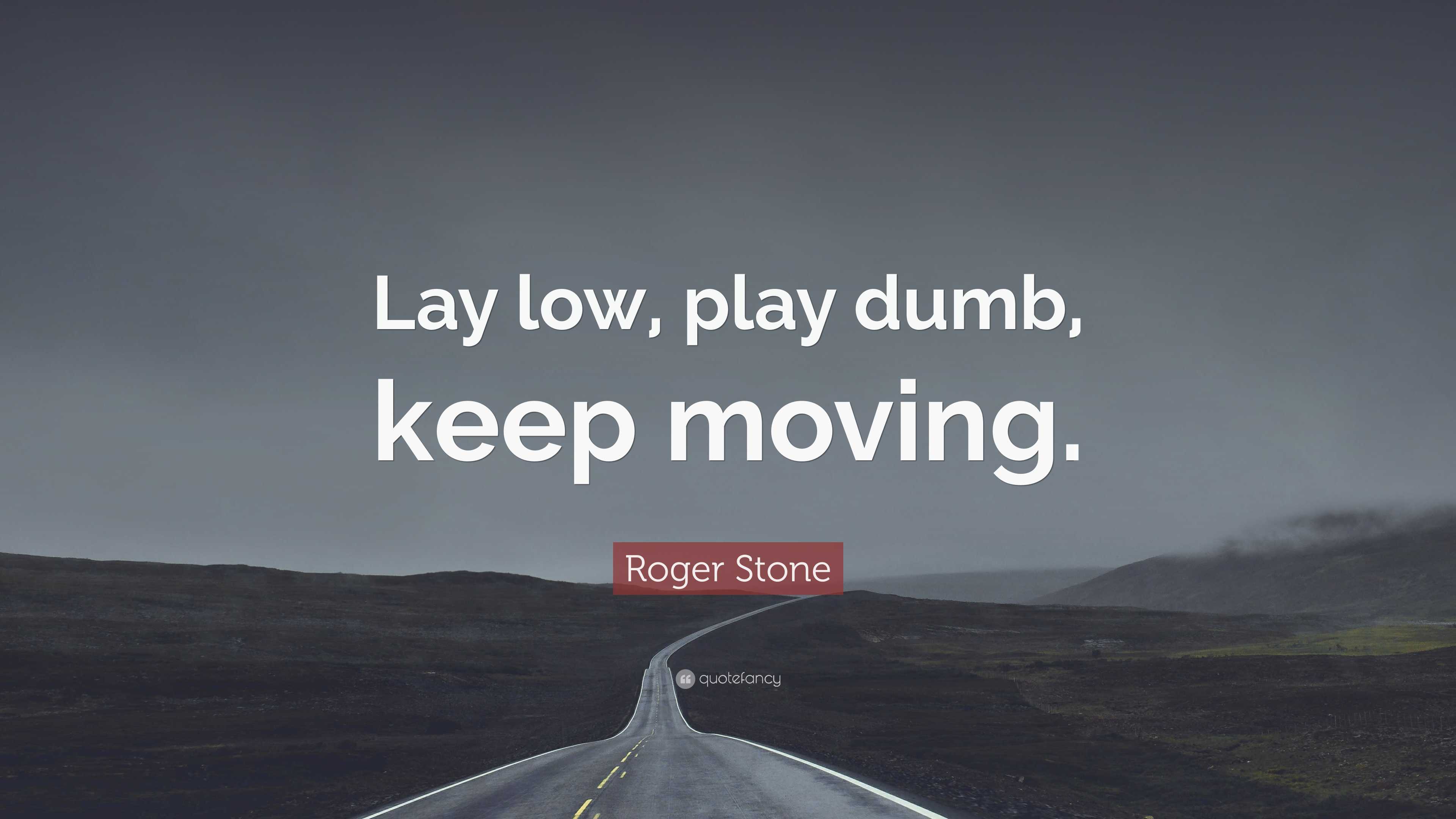 Roger Stone Quote: “Lay low, play dumb, keep moving.”