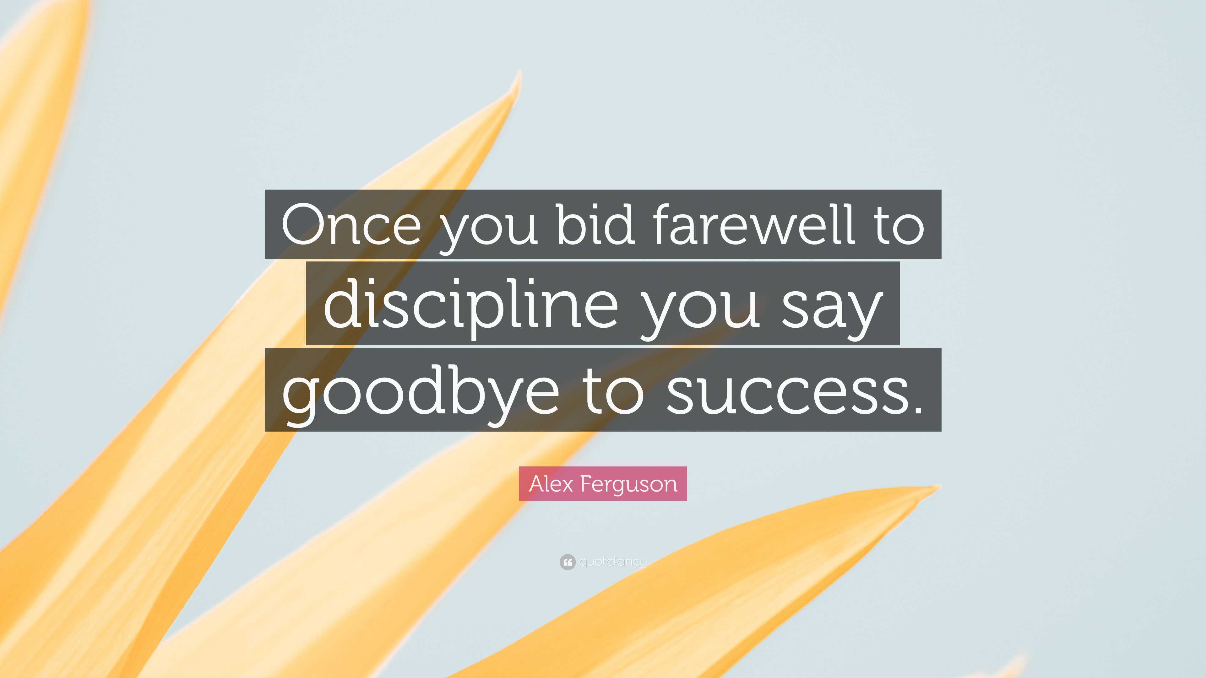 Alex Ferguson Quote: “Once you bid farewell to discipline you say ...