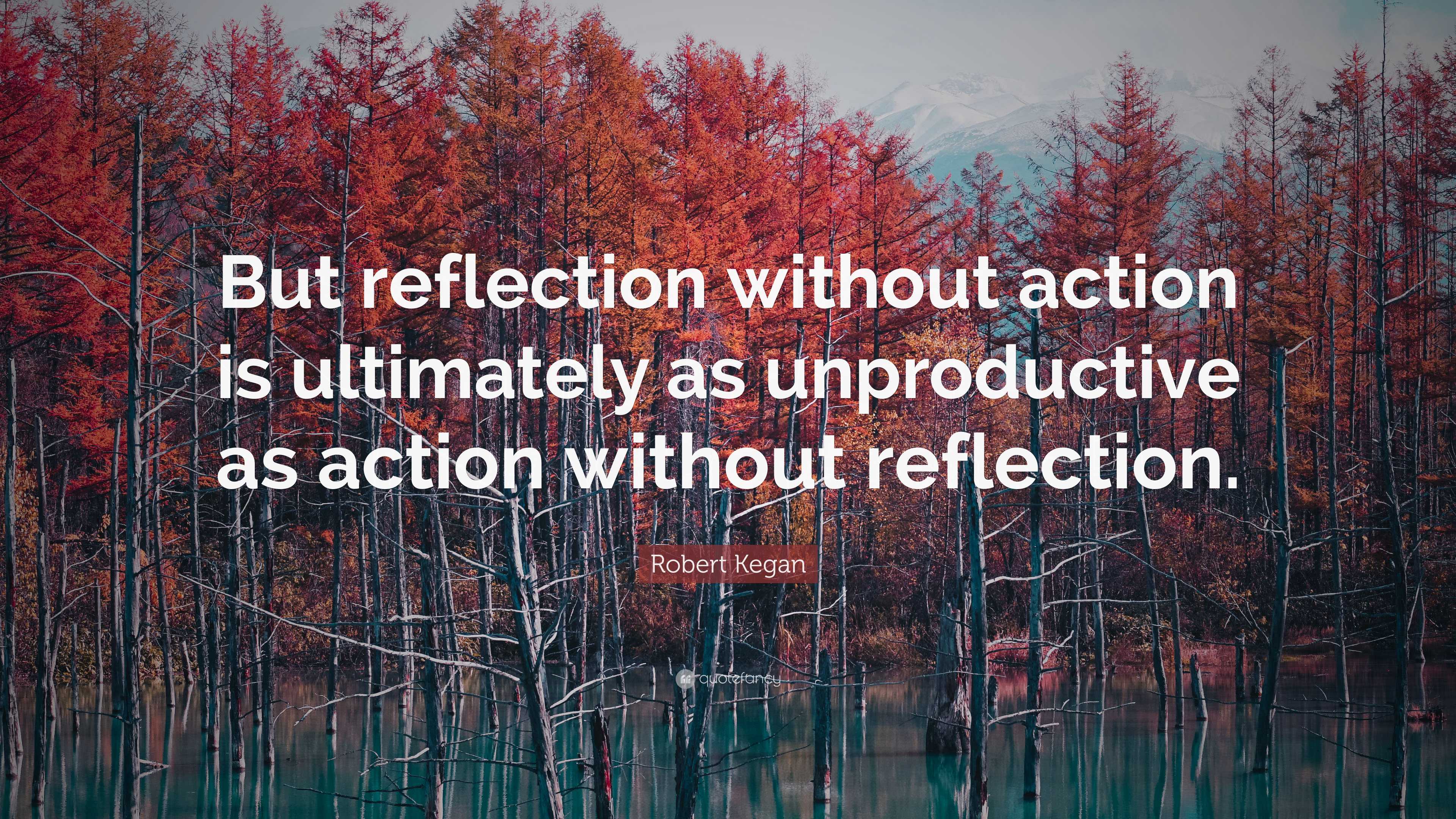 Robert Kegan Quote: “But reflection without action is ultimately as ...