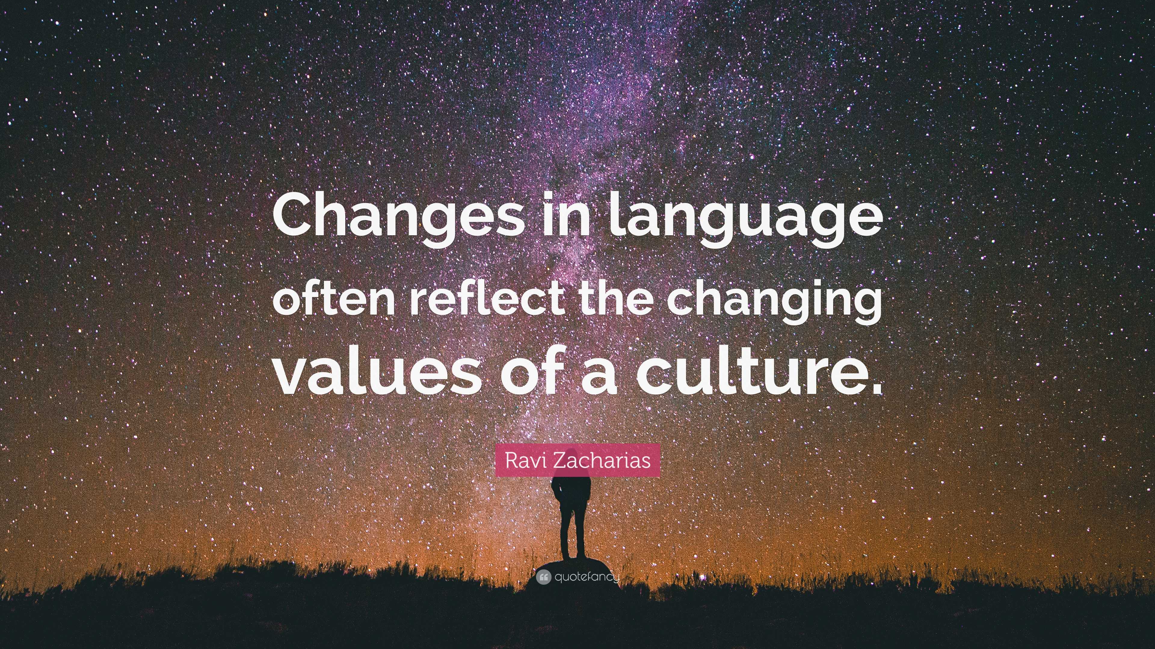 Ravi Zacharias Quote: “Changes in language often reflect the changing ...