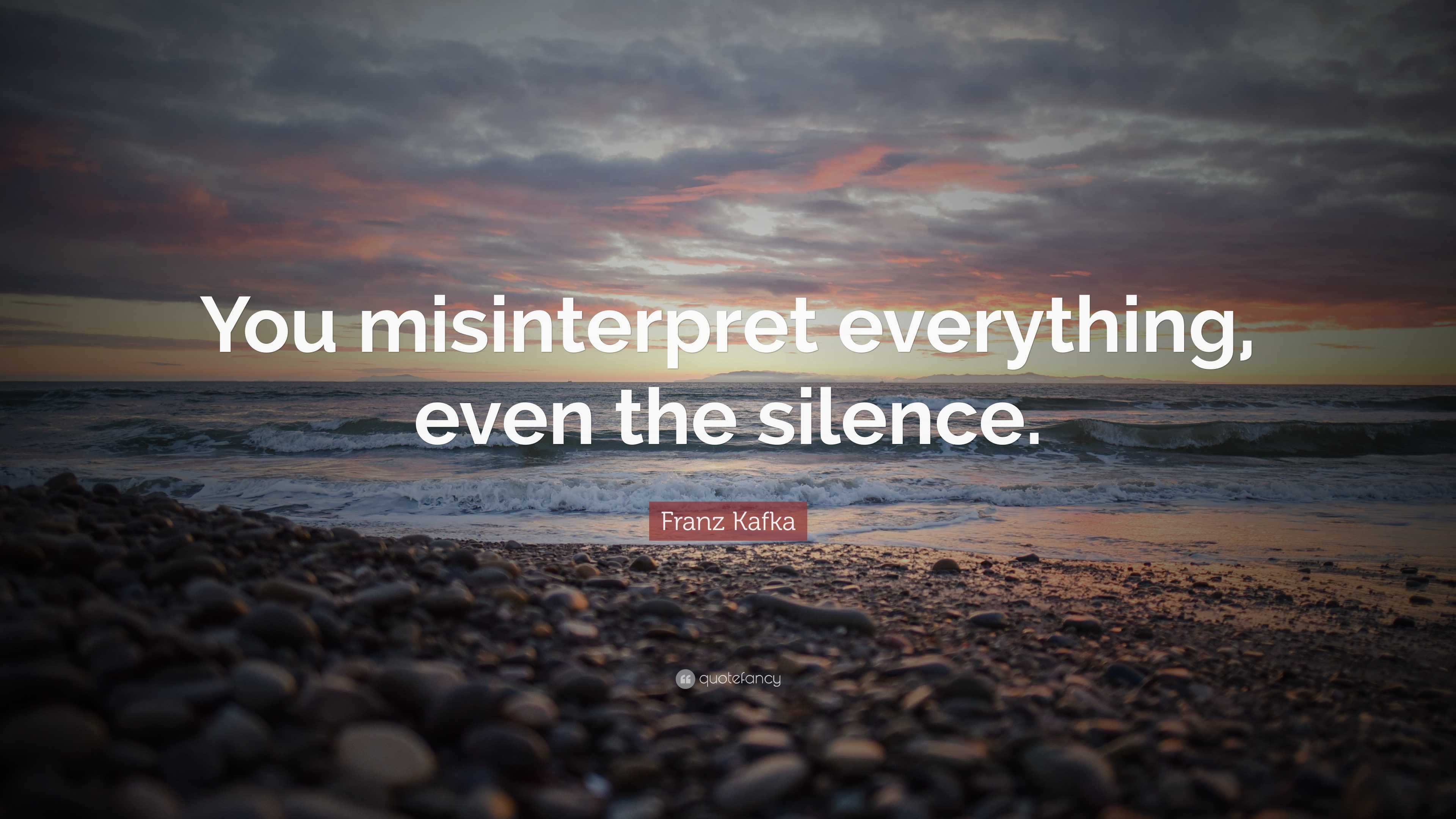 Franz Kafka Quote: “You misinterpret everything, even the silence.”
