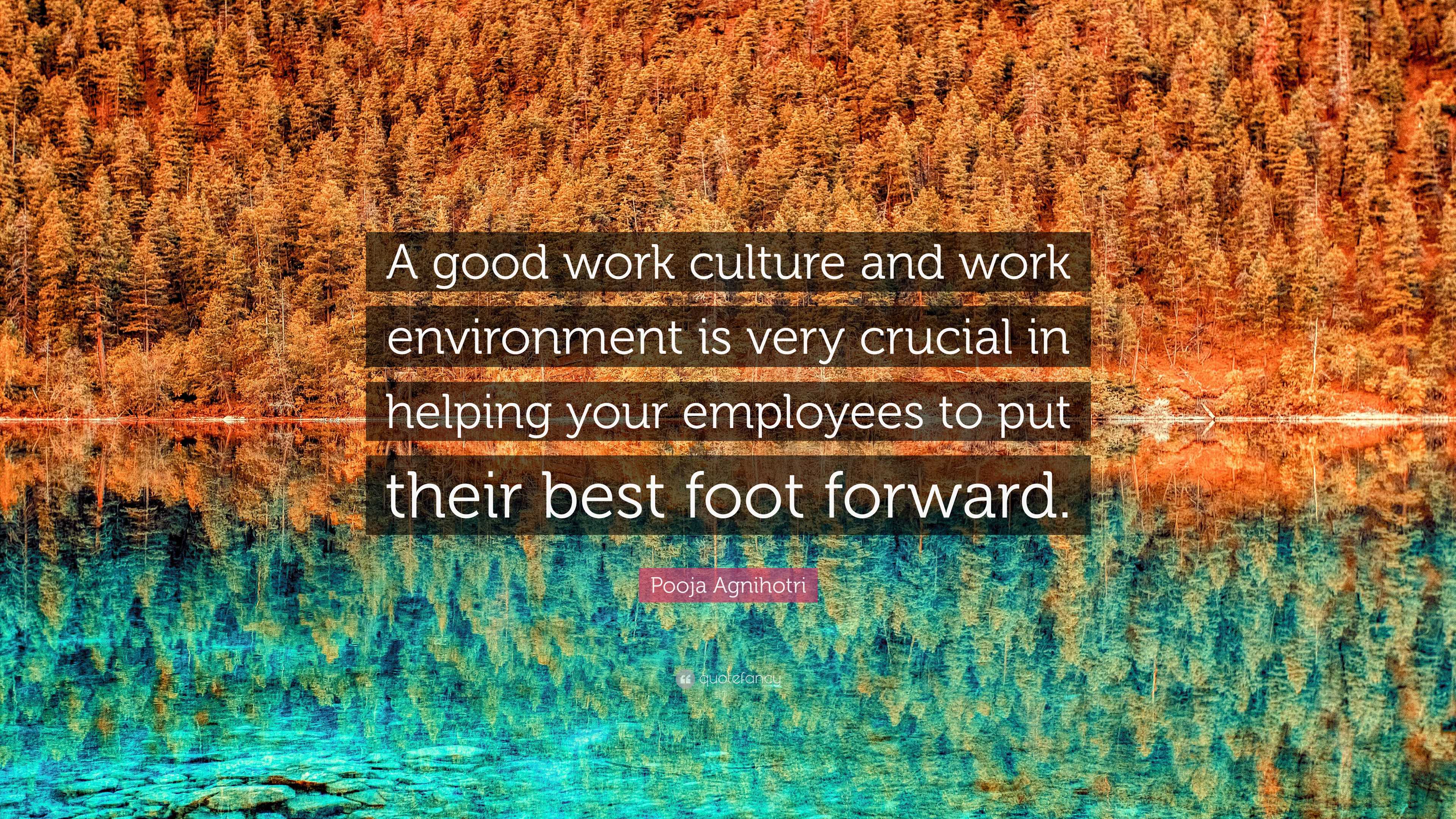 Pooja Agnihotri Quote: “A good work culture and work environment is ...