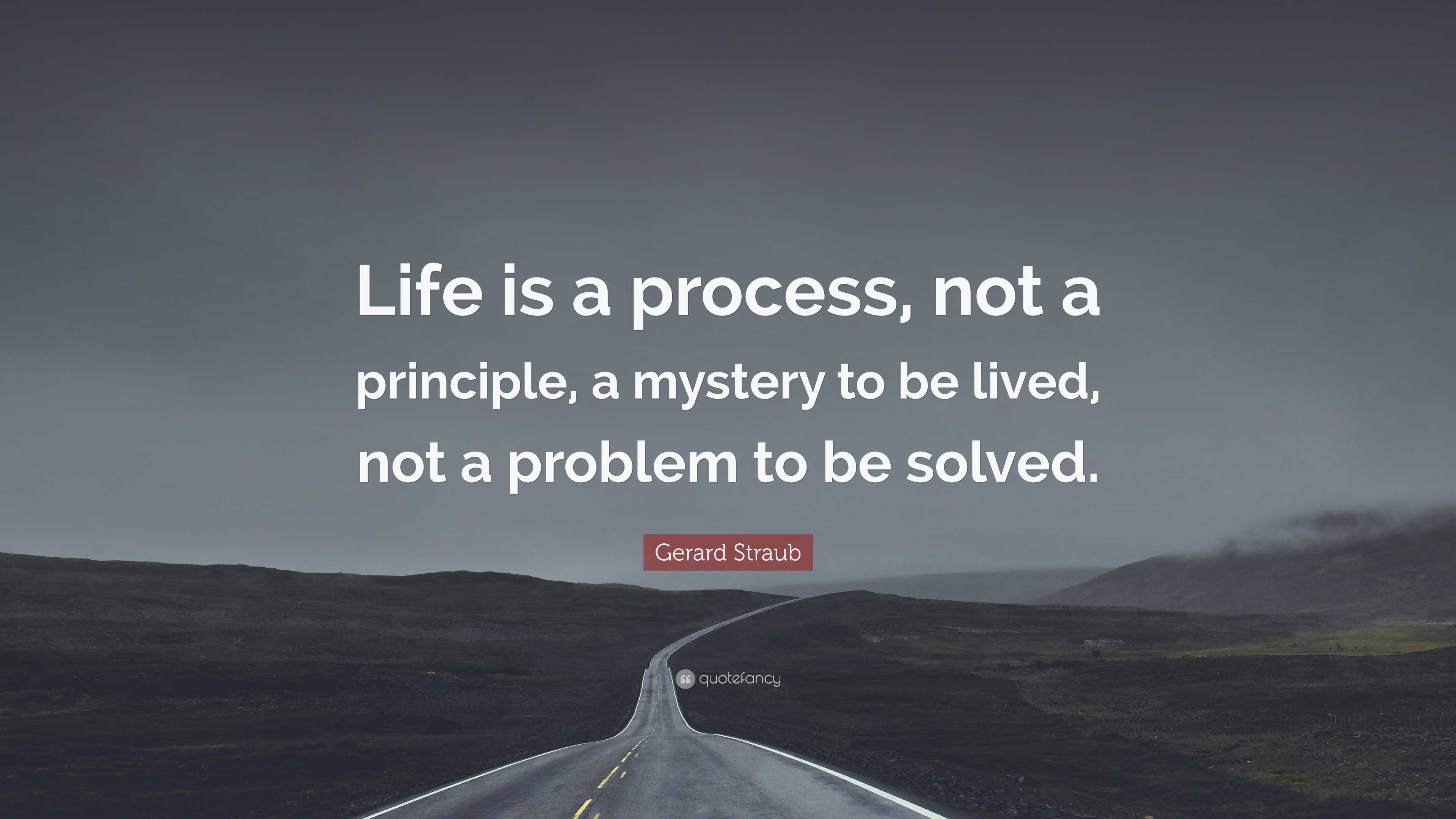 Gerard Straub Quote: “Life is a process, not a principle, a mystery to ...