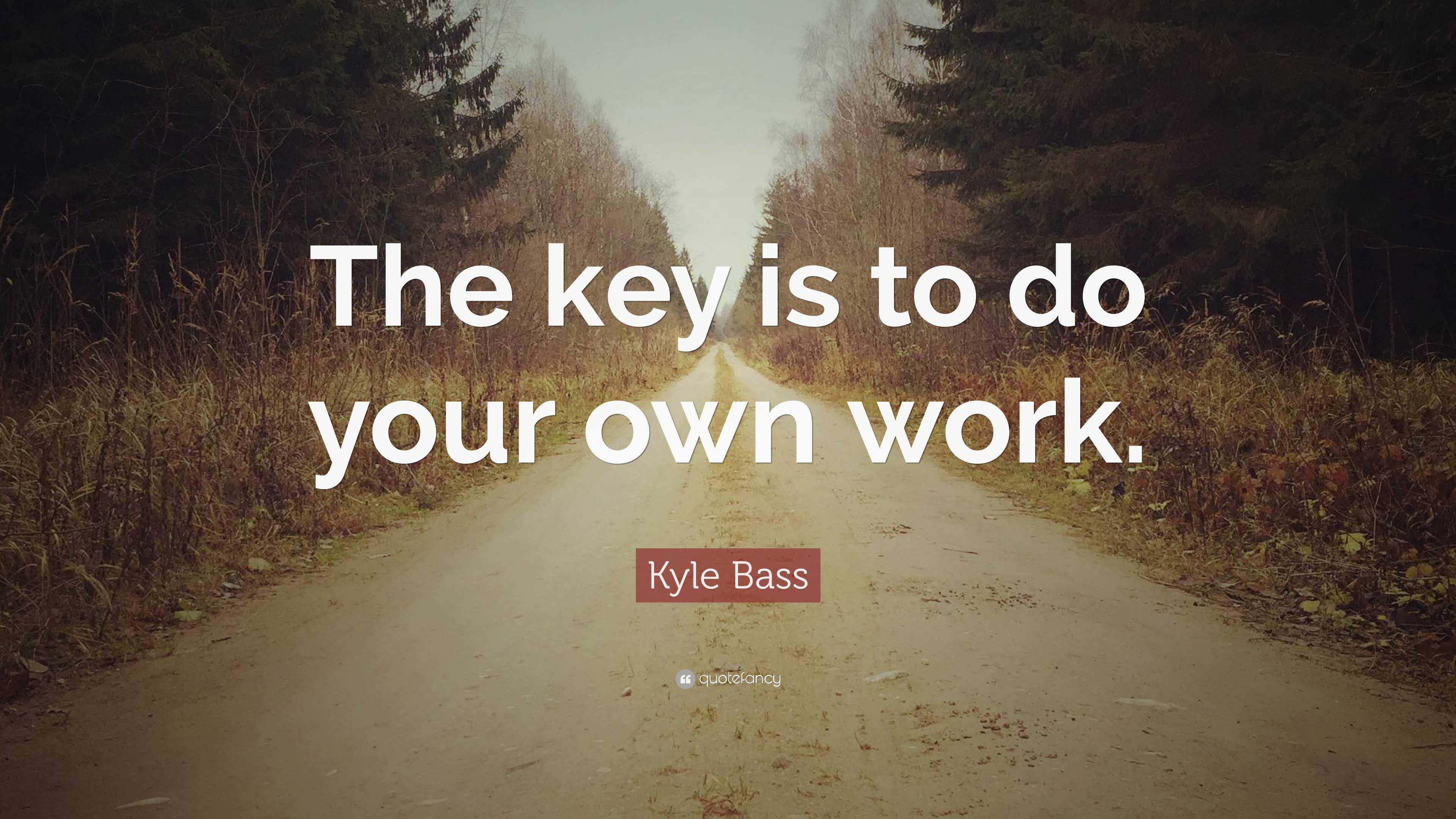 Kyle Bass Quote: “The key is to do your own work.”