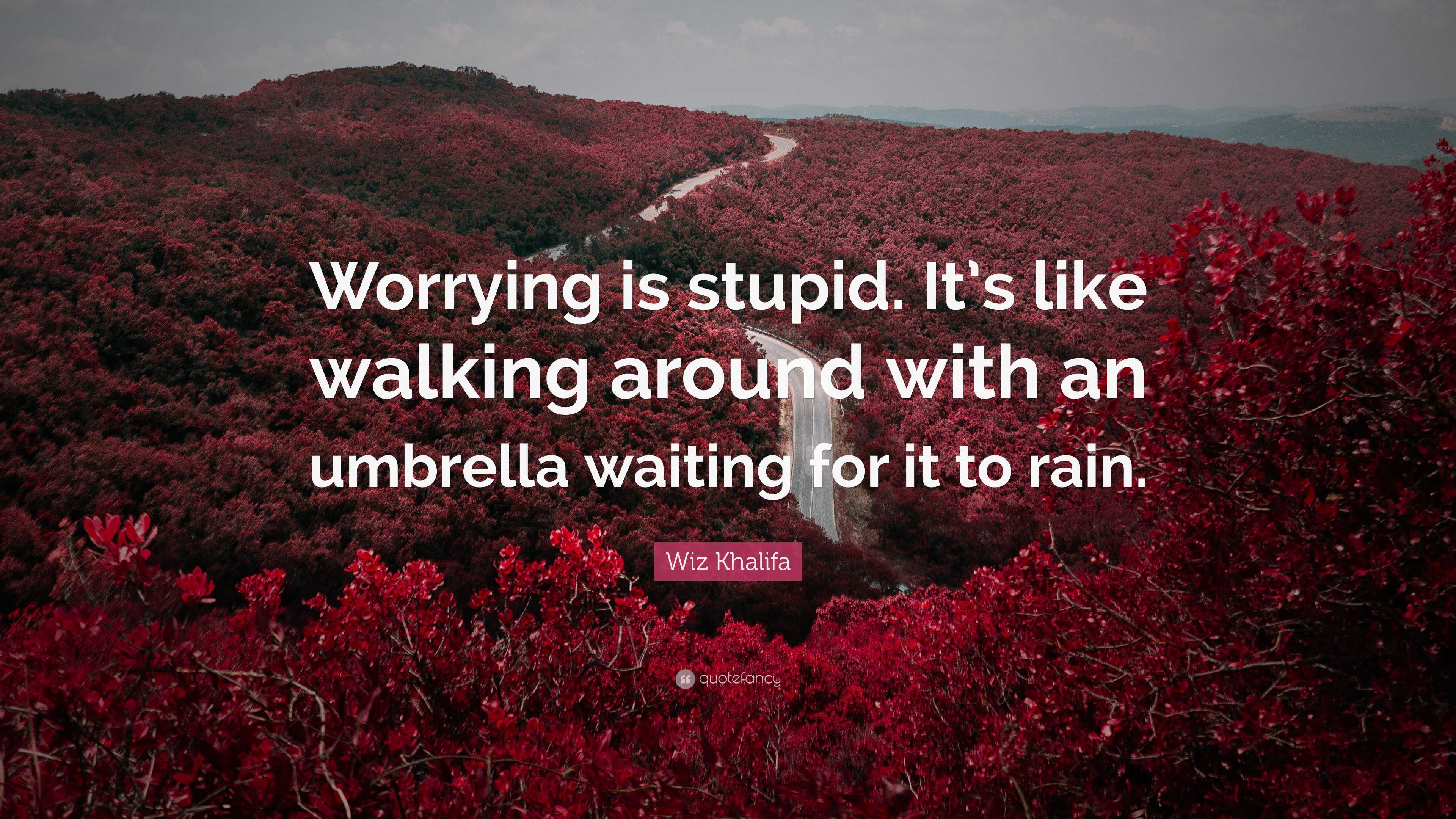 Wiz Khalifa Quote: “Worrying is stupid. It’s like walking around with ...