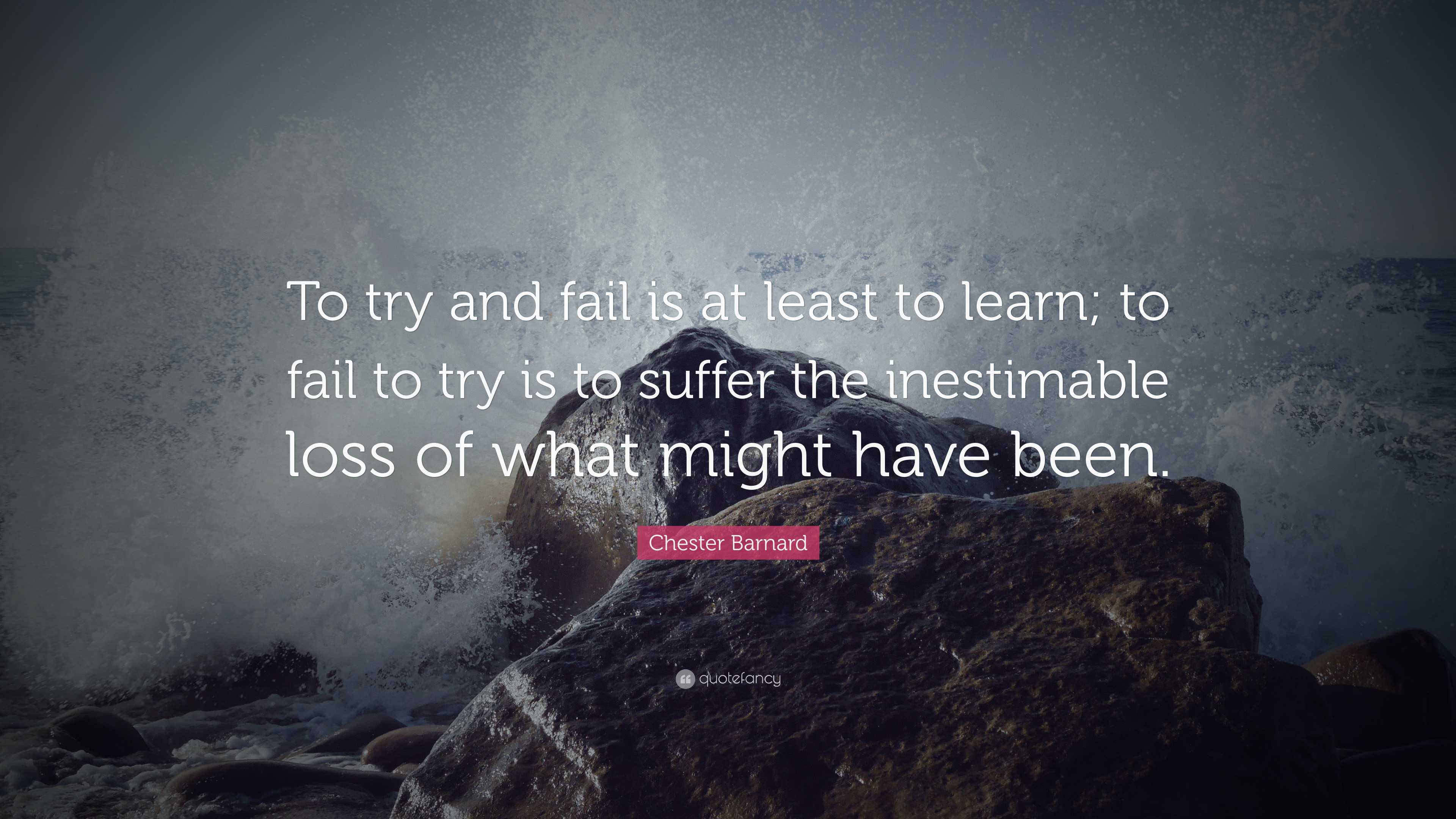 Chester Barnard Quote: “To try and fail is at least to learn; to fail ...