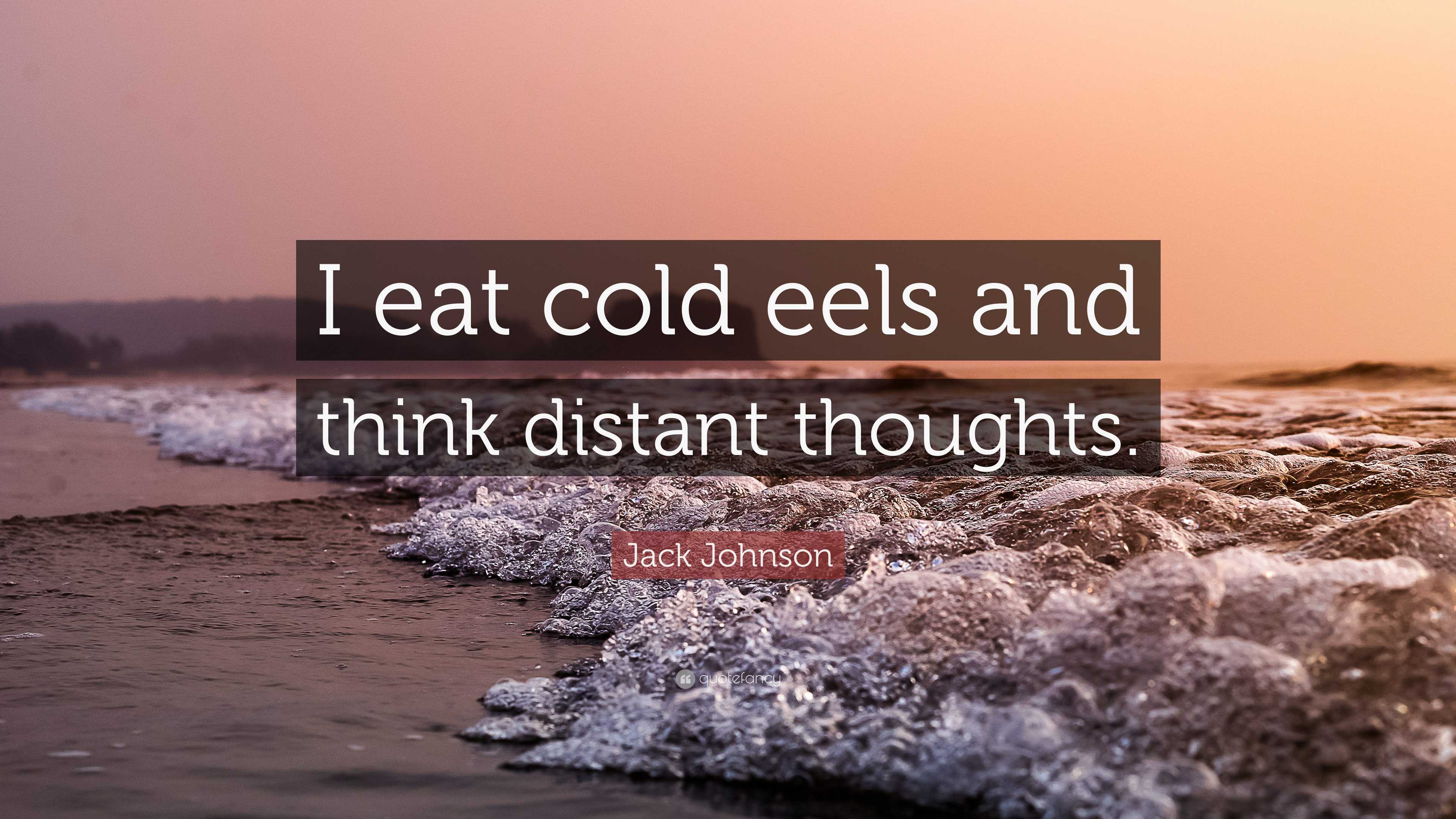 Jack Johnson Quote: “I eat cold eels and think distant thoughts.”