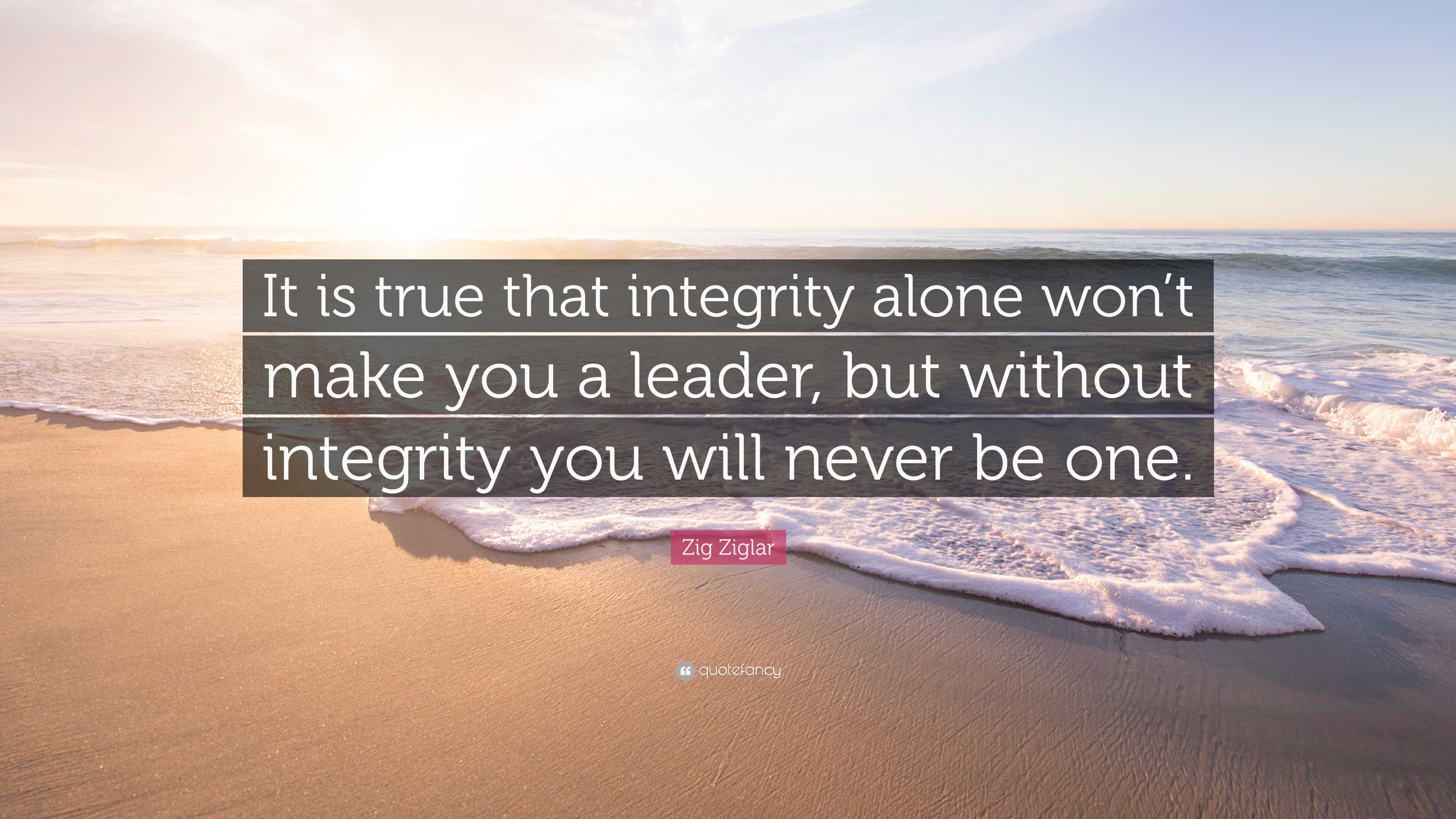 Zig Ziglar Quote: “It is true that integrity alone won’t make you a ...