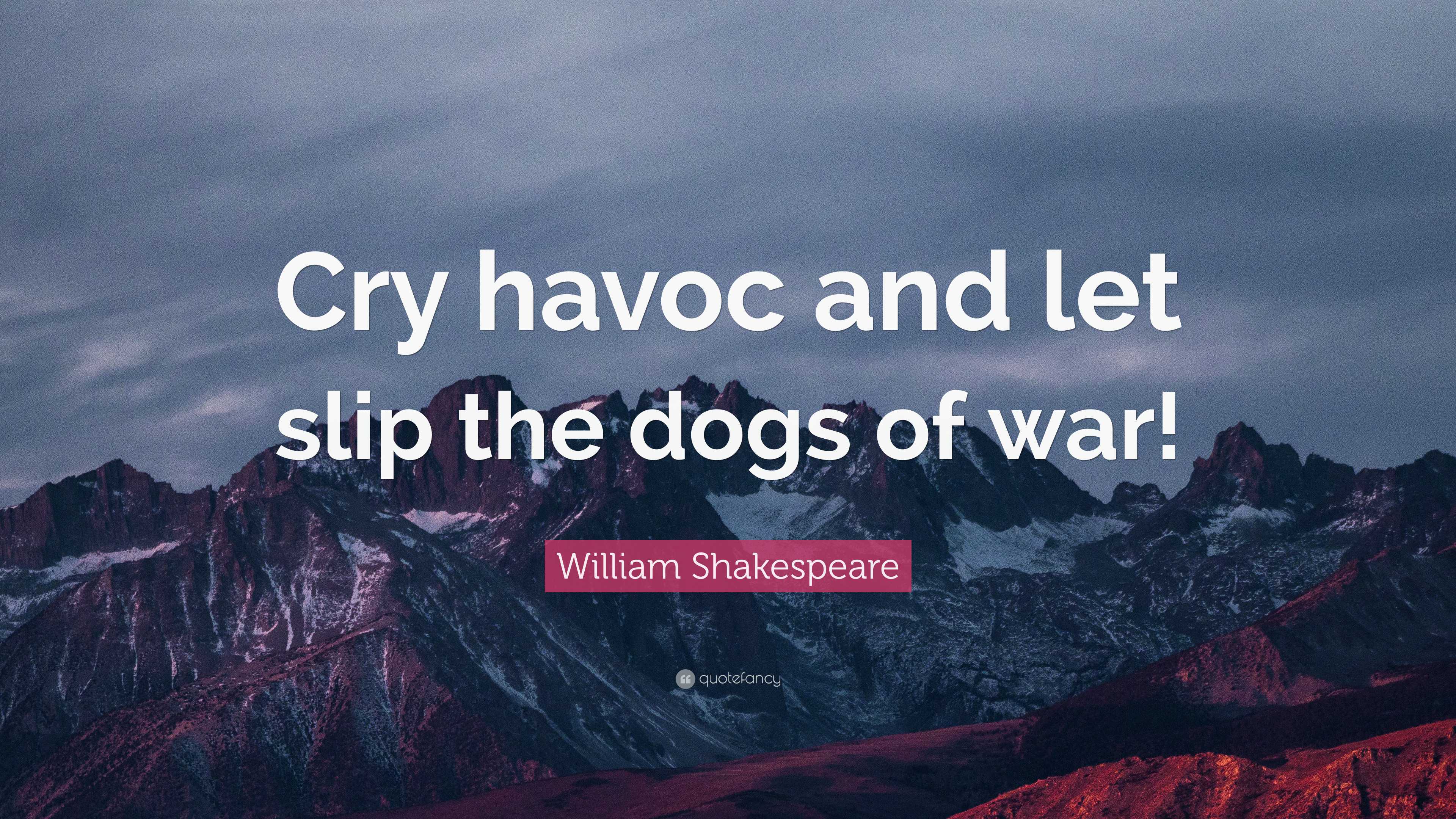 William Shakespeare Quote: “Cry havoc and let slip the dogs of war!”