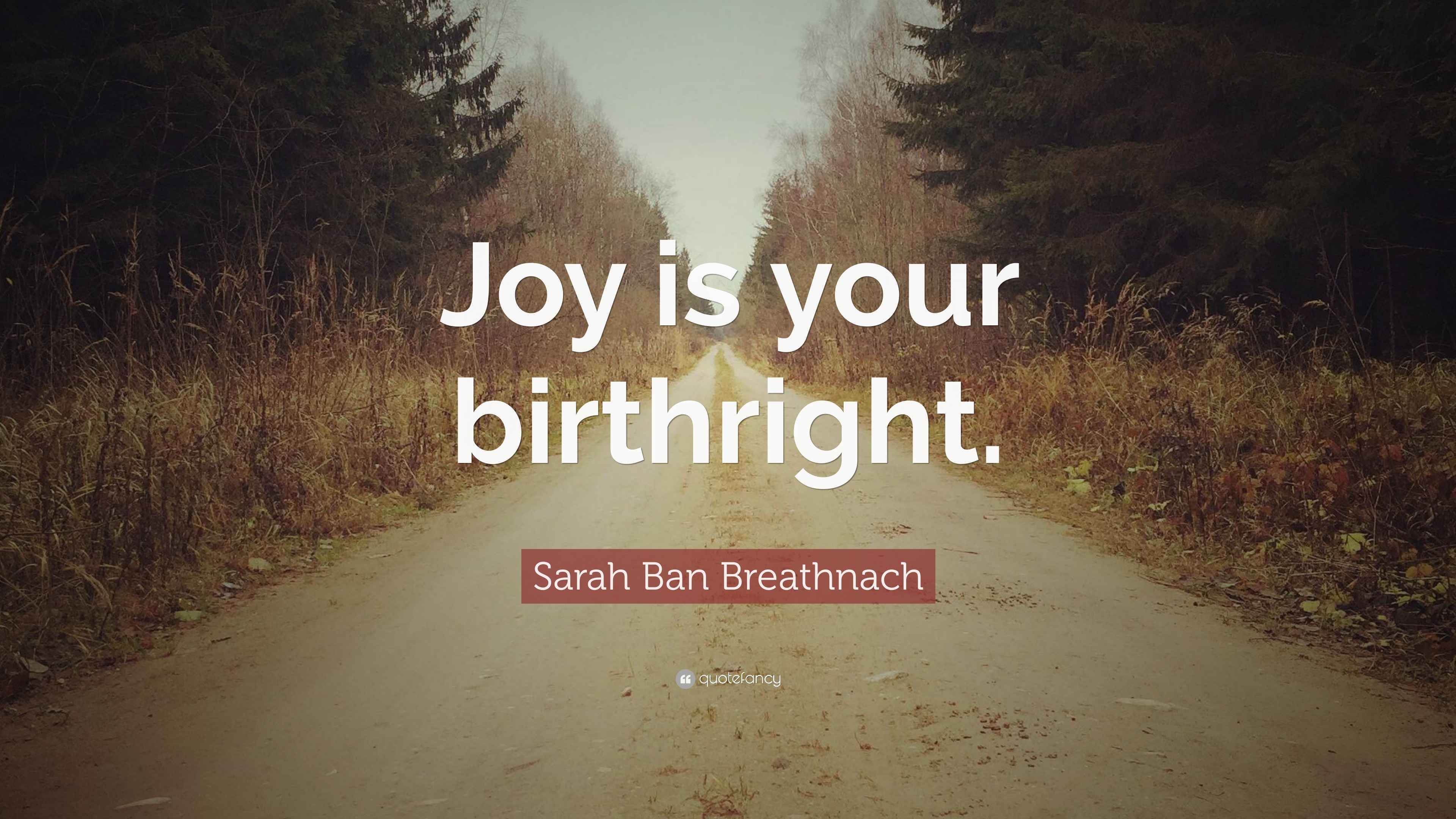 Sarah Ban Breathnach Quote: “Joy is your birthright.”