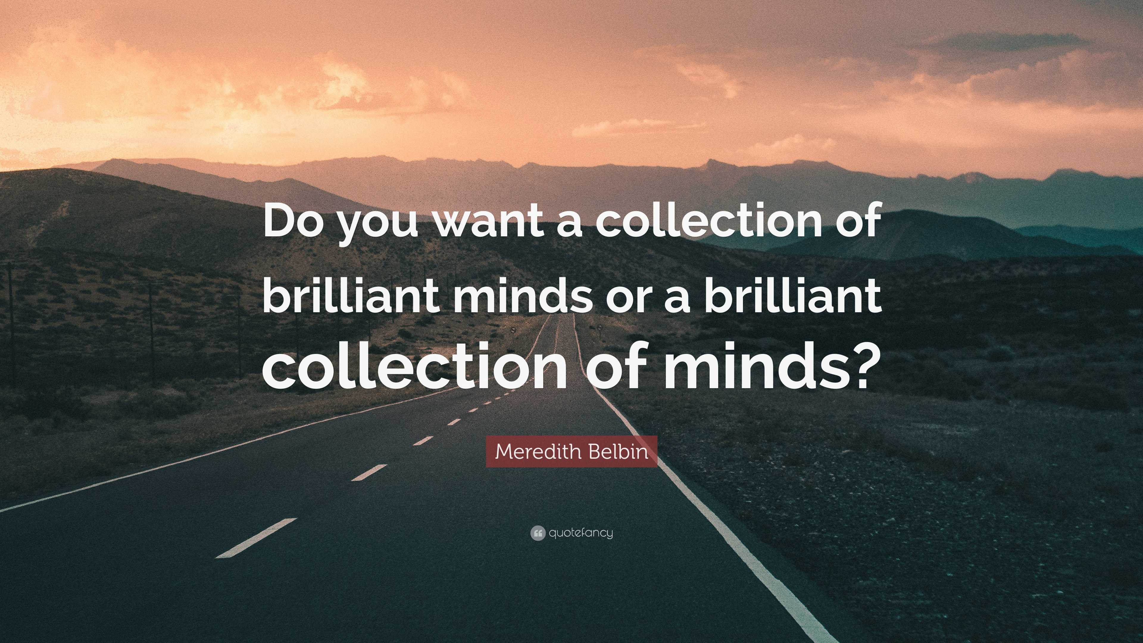 Meredith Belbin Quote: “Do you want a collection of brilliant minds or ...
