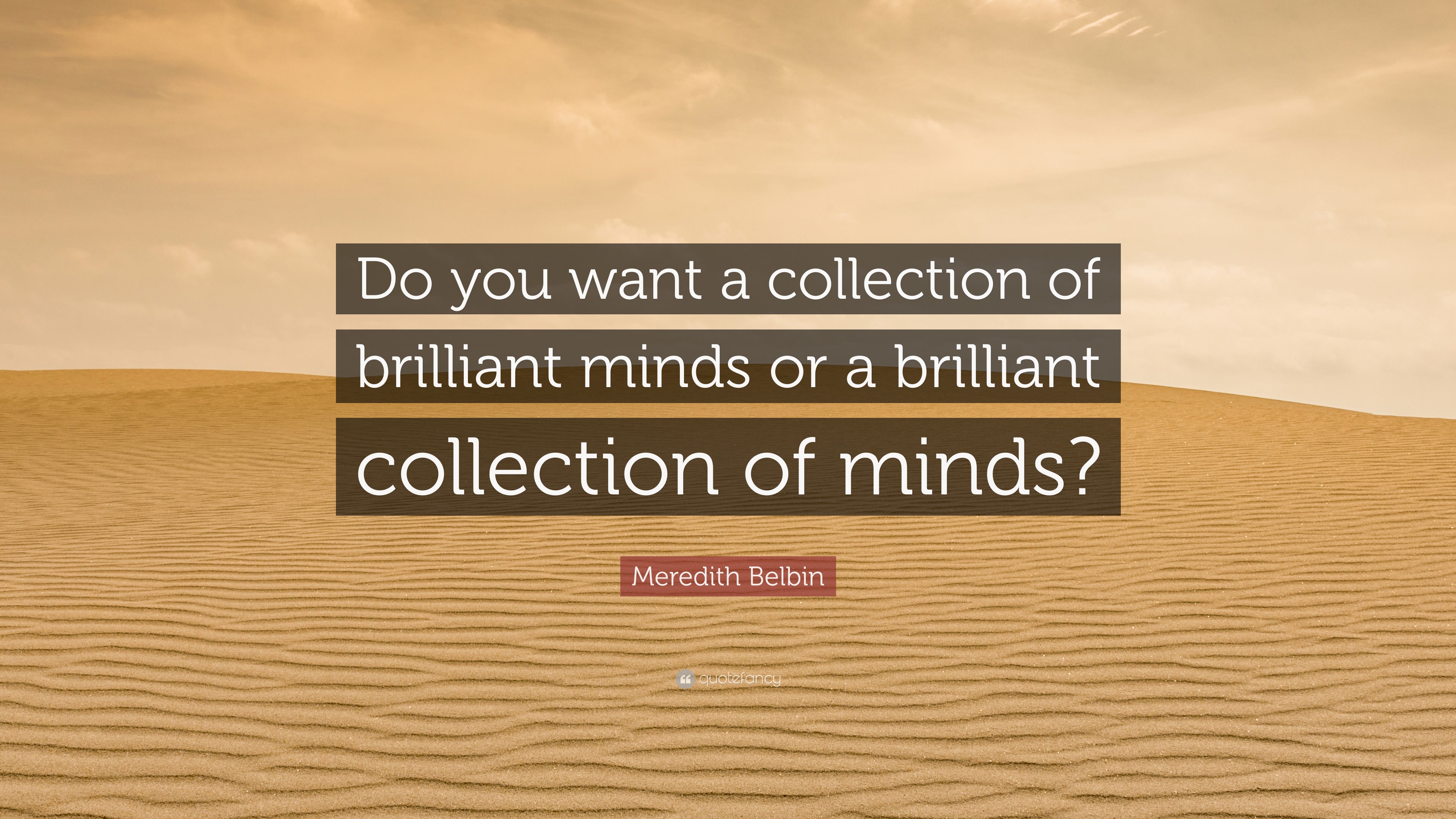 Meredith Belbin Quote: “Do you want a collection of brilliant minds or ...