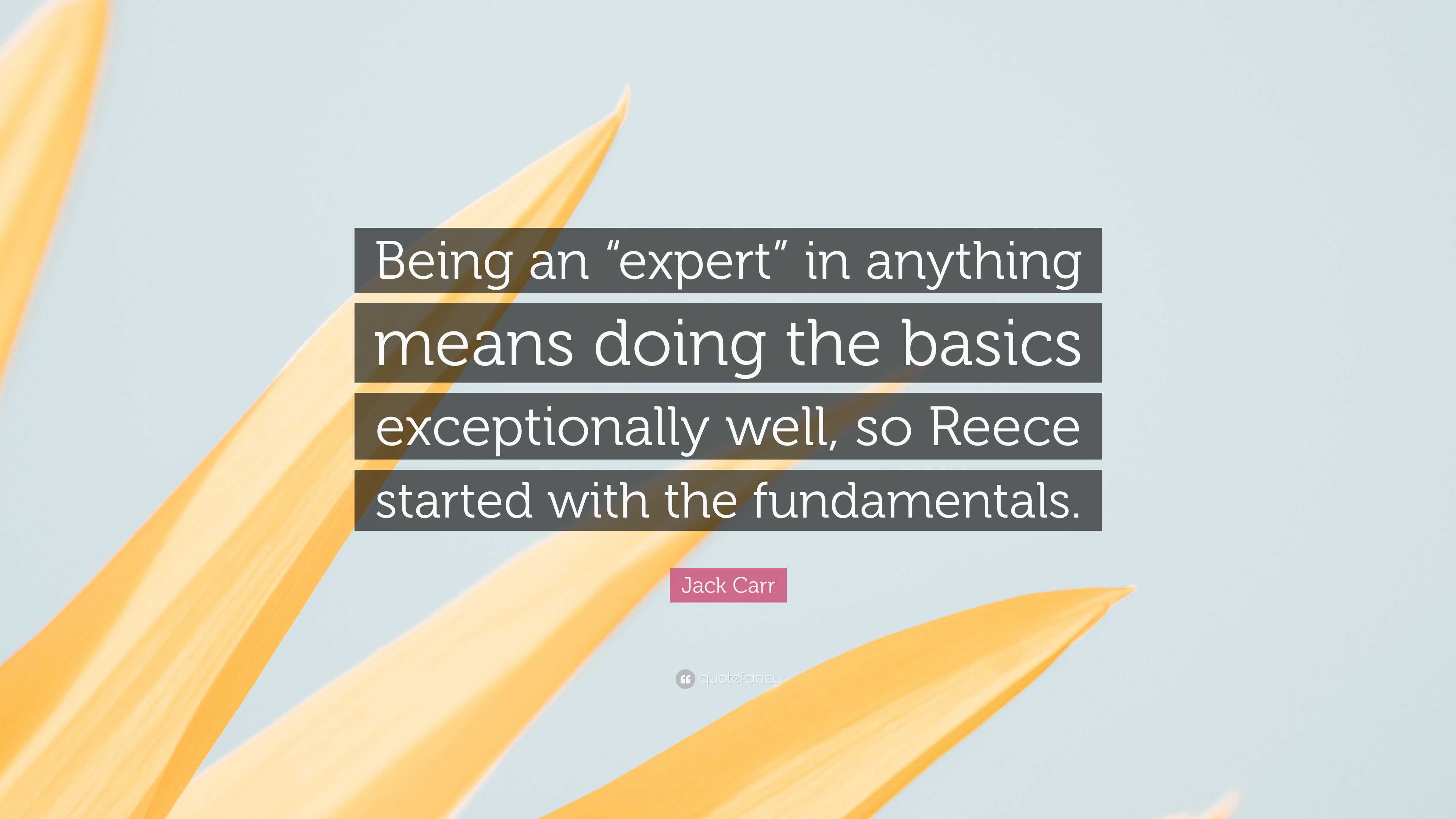 Jack Carr Quote: “Being an “expert” in anything means doing the basics ...