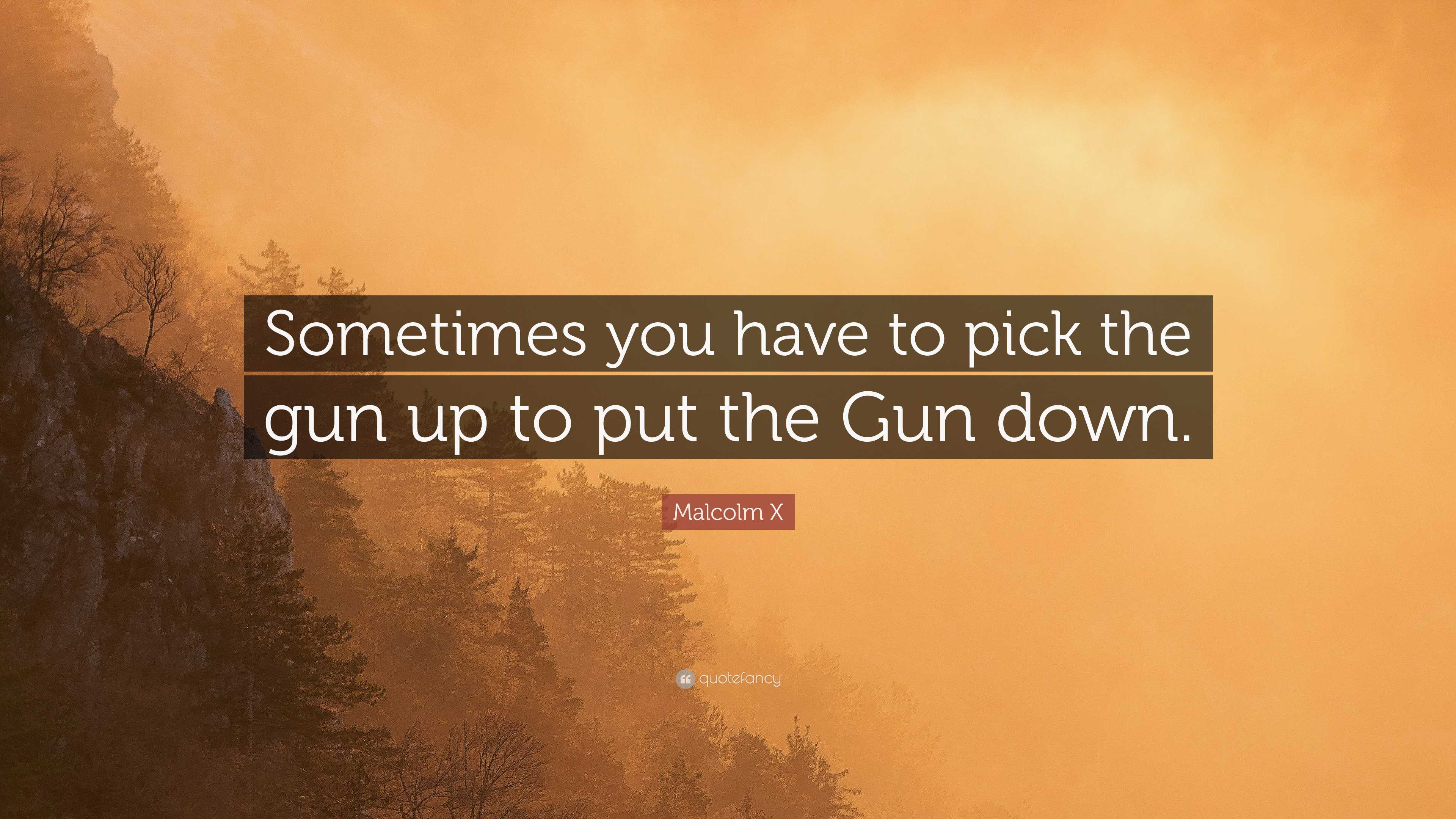 Malcolm X Quote: “Sometimes you have to pick the gun up to put the Gun ...