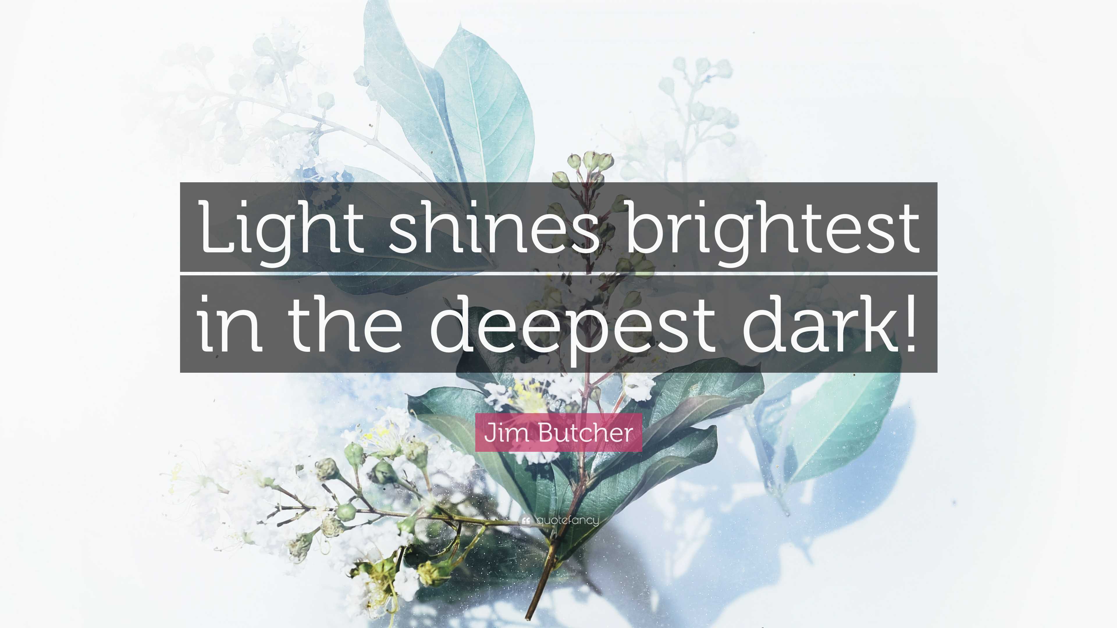 Jim Butcher Quote: “Light shines brightest in the deepest dark!”