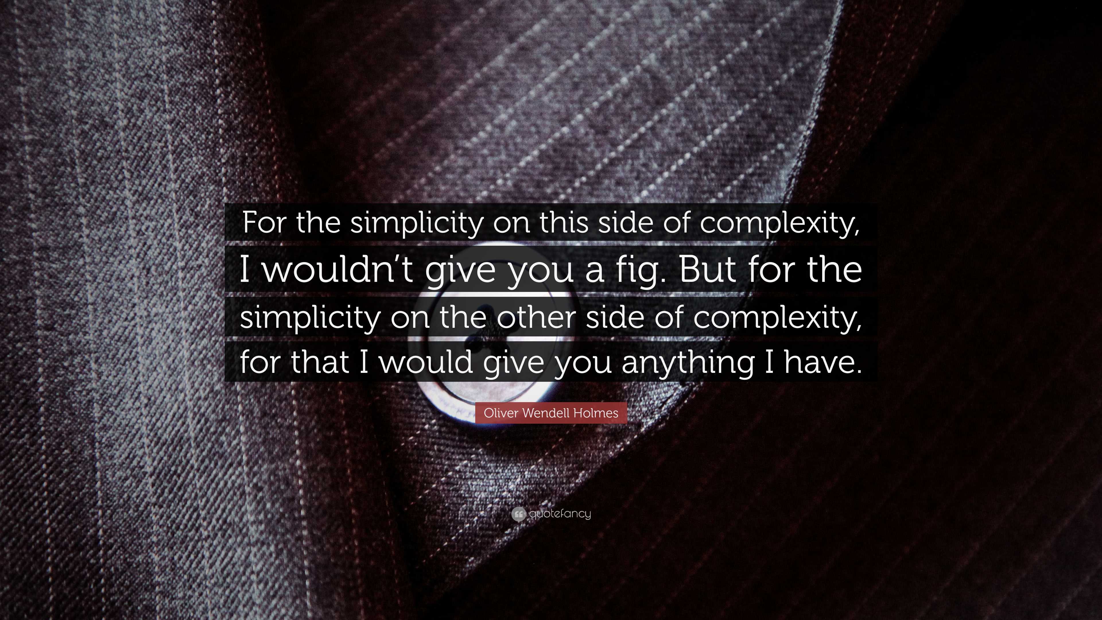 Oliver Wendell Holmes Quote: “For the simplicity on this side of ...
