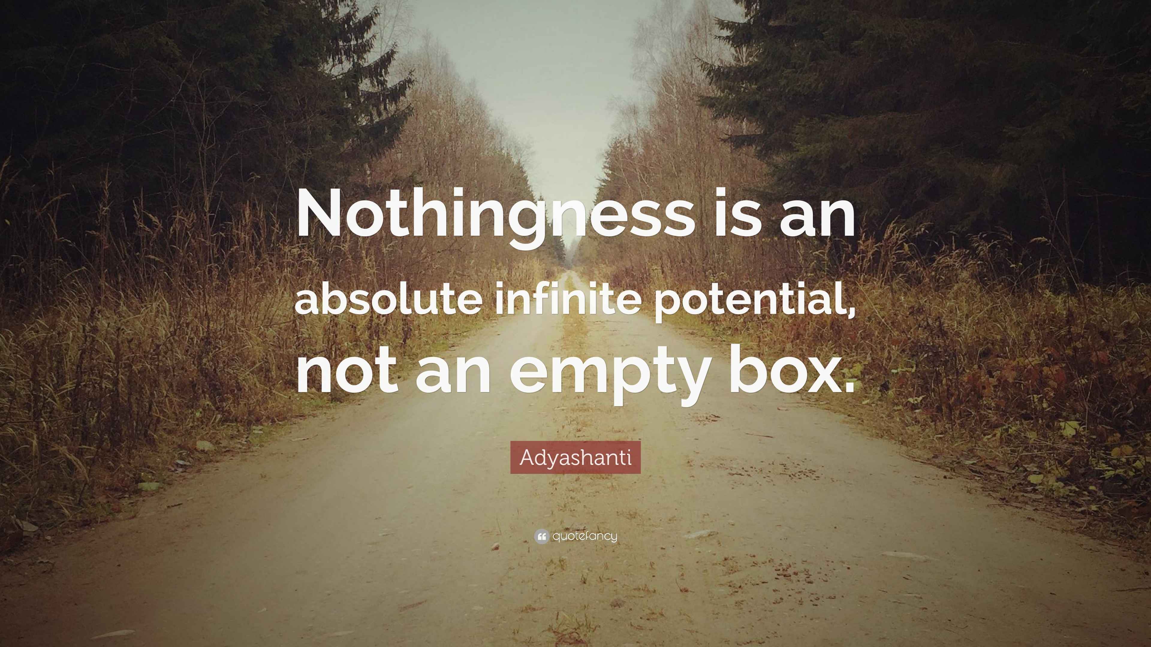 Adyashanti Quote: “Nothingness is an absolute infinite potential, not ...