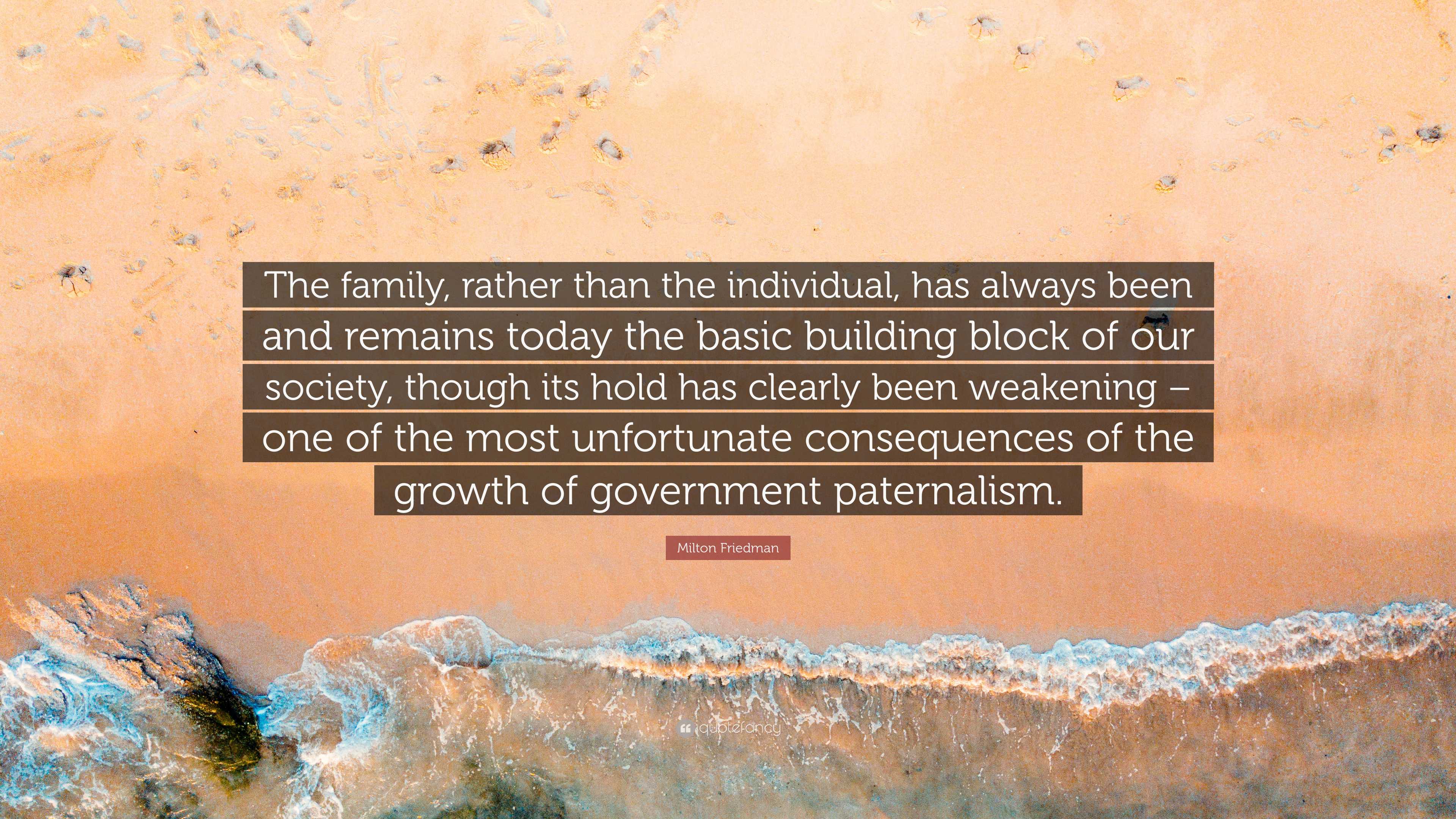Milton Friedman Quote: “The family, rather than the individual, has ...
