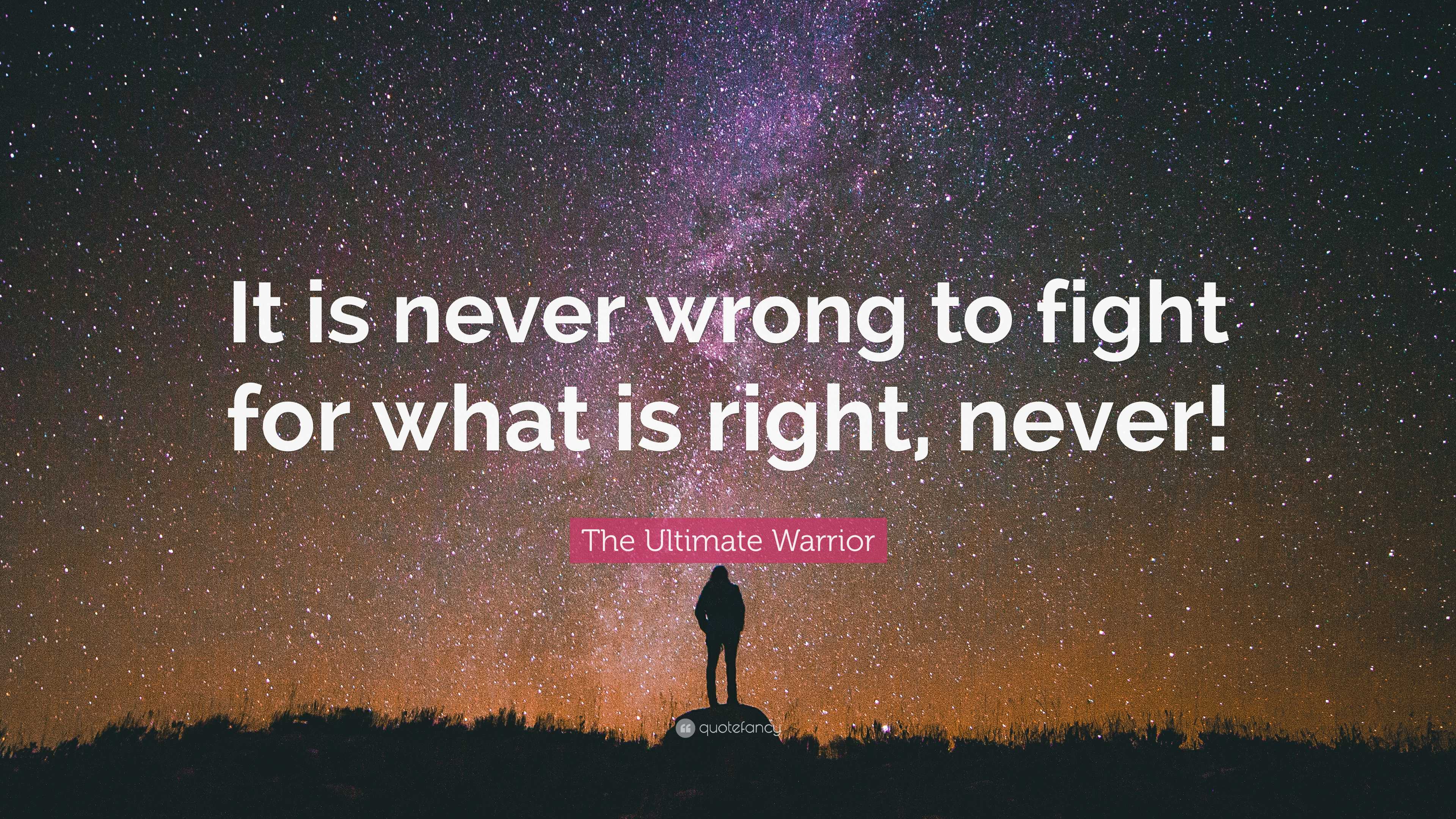 The Ultimate Warrior Quote: “It is never wrong to fight for what is ...