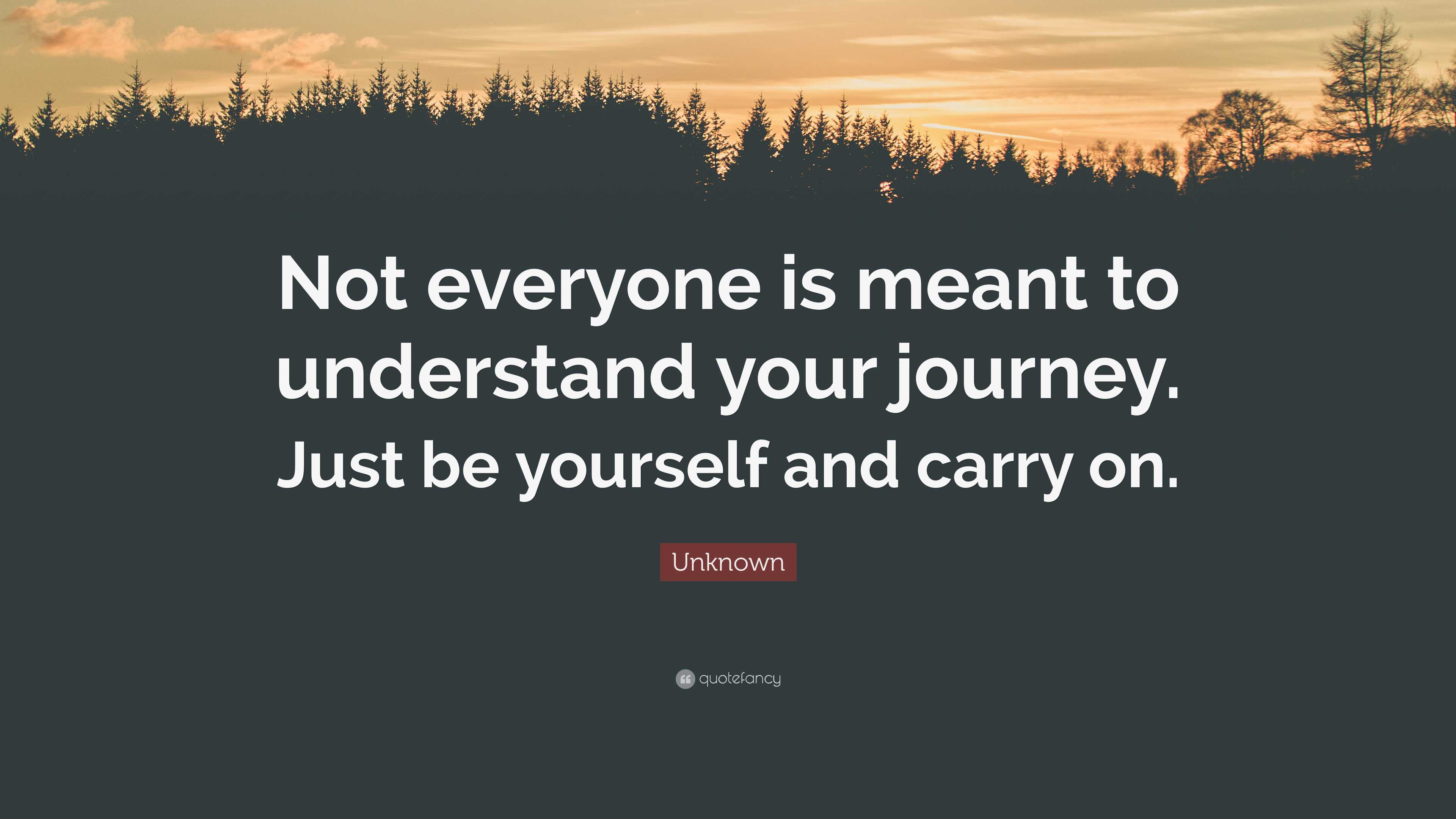 Unknown Quote: “Not everyone is meant to understand your journey. Just ...