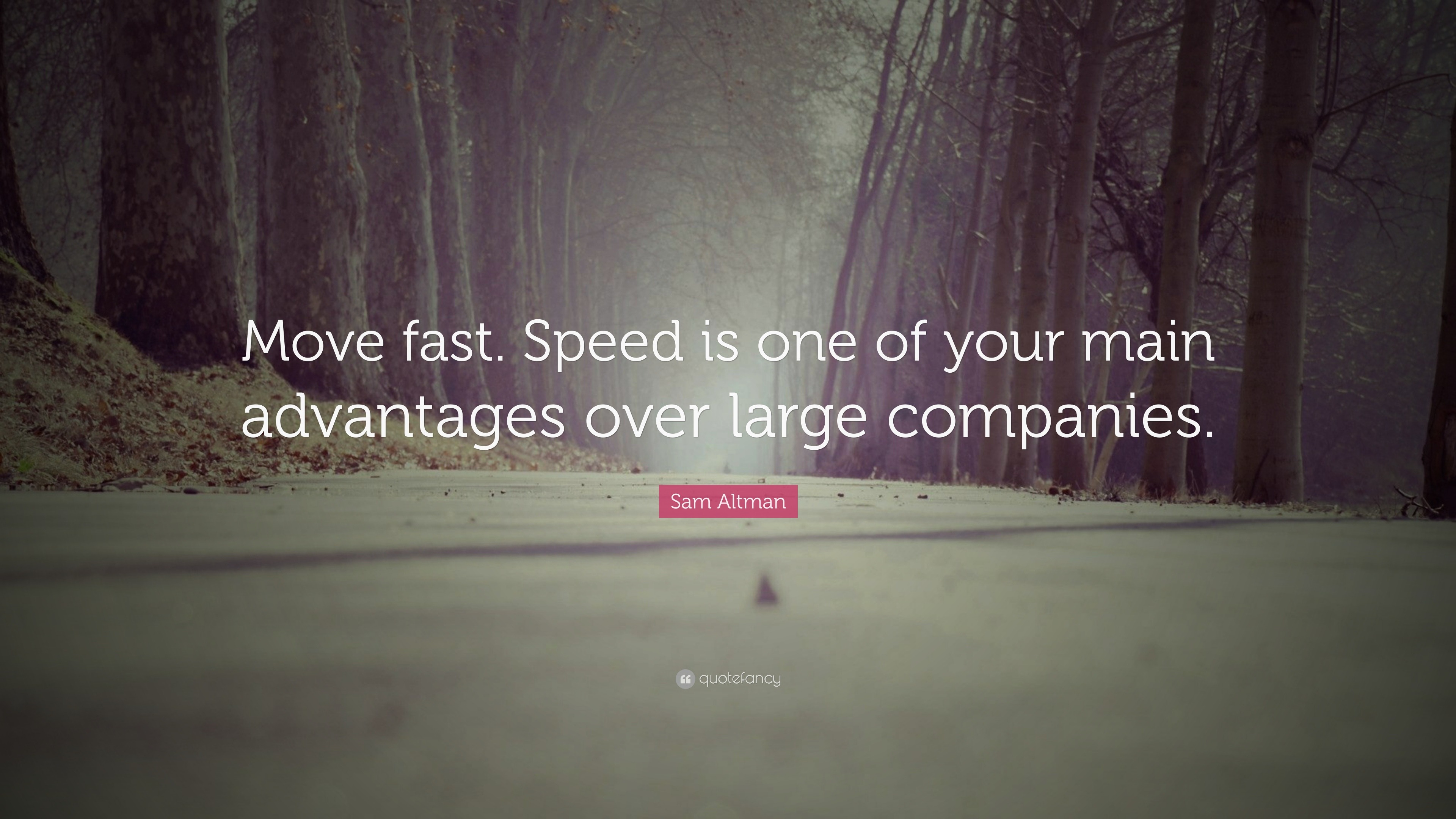 Sam Altman Quote: “Move fast. Speed is one of your main advantages over ...