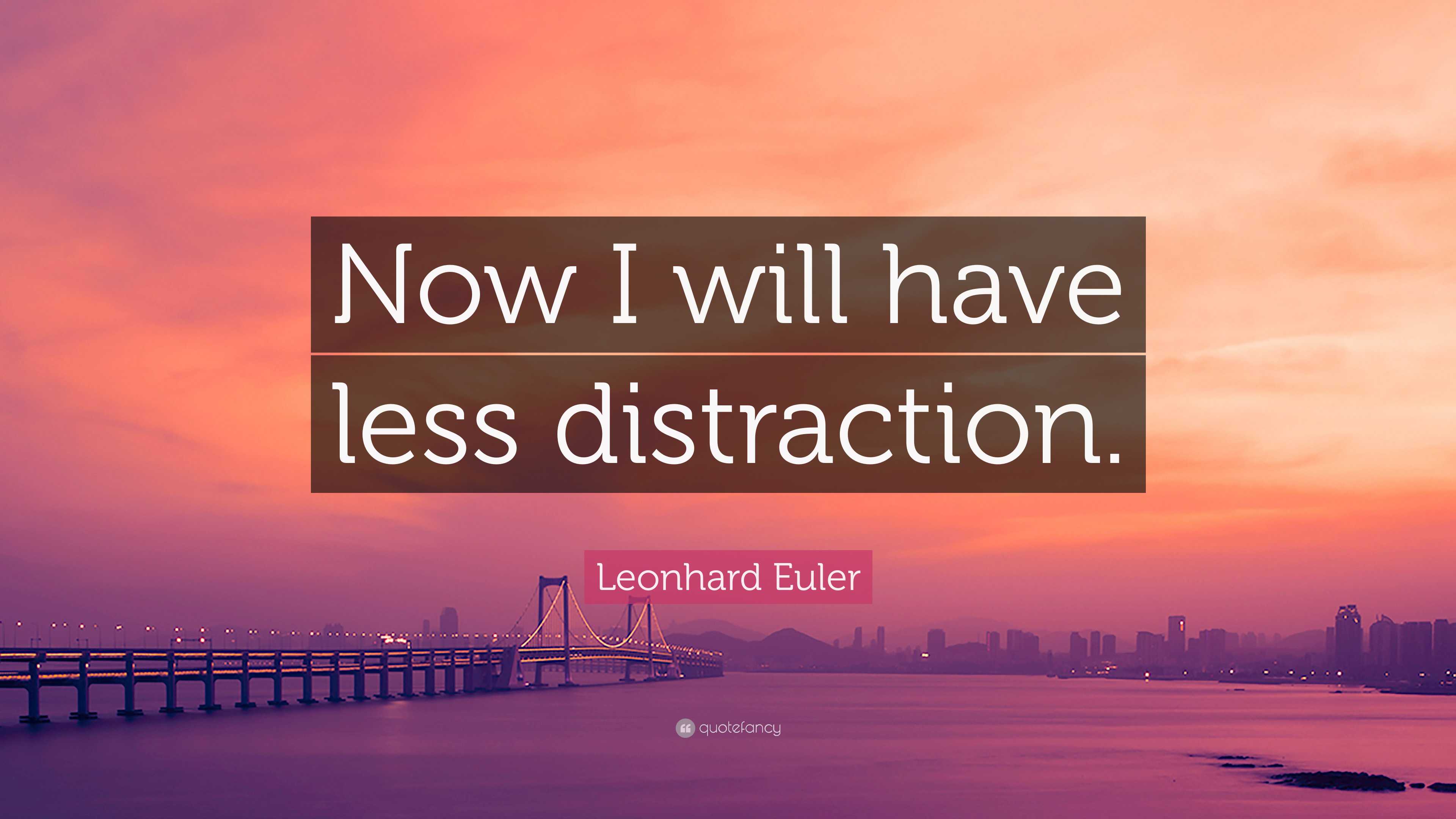 Leonhard Euler Quote: “Now I will have less distraction.”