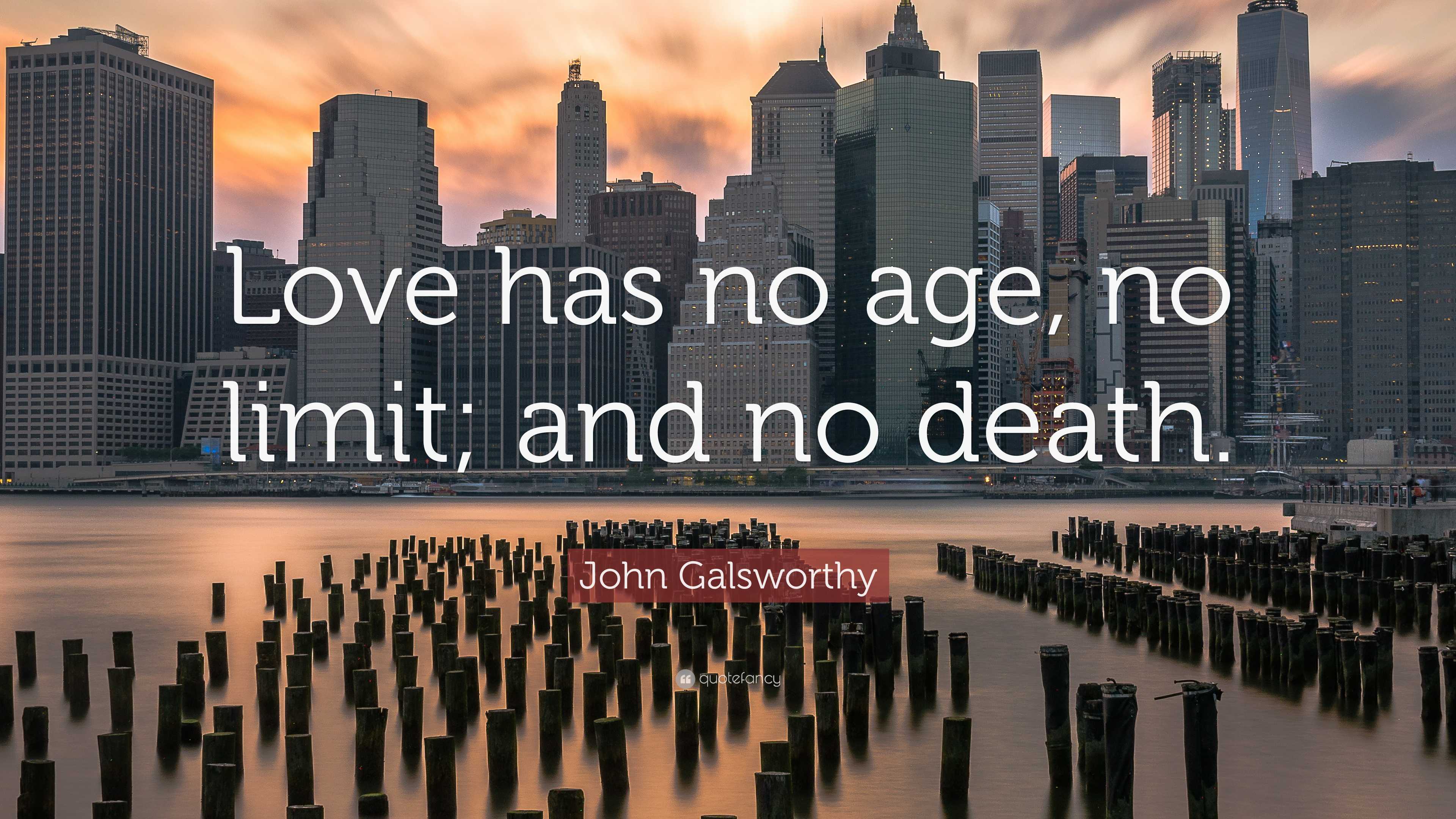John Galsworthy Quote: “Love has no age, no limit; and no death.”
