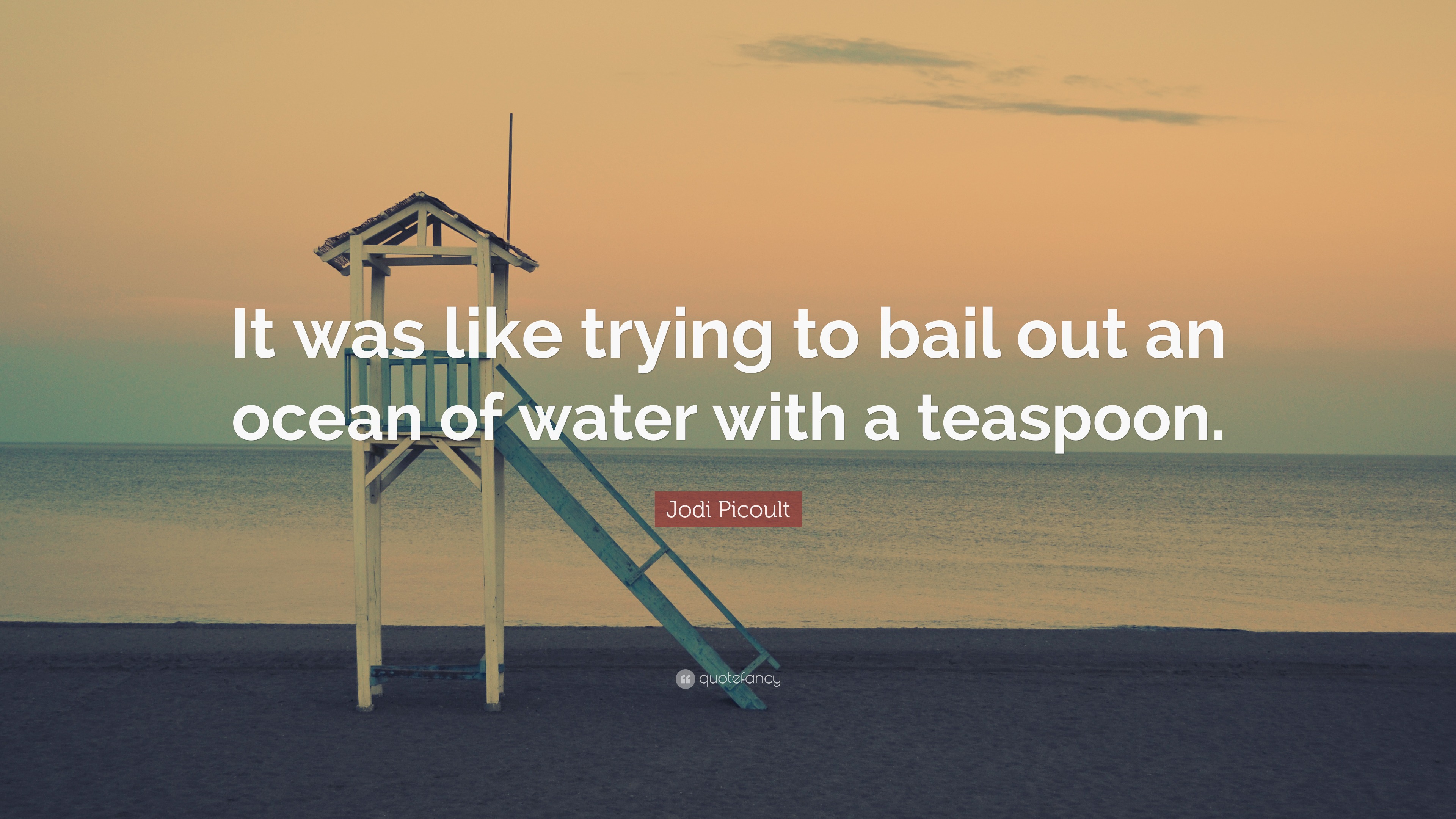 Jodi Picoult Quote: “It was like trying to bail out an ocean of water ...